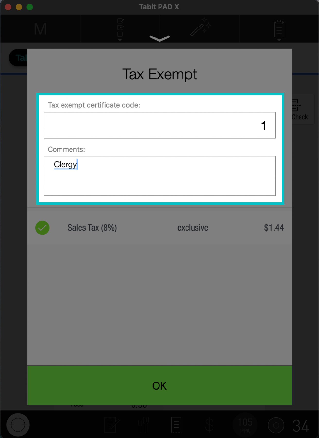 Applying tax exemption to an order – Tabit Help Center