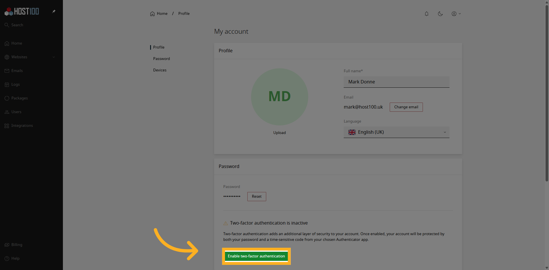 HOST100 - Setting Up Two Factor Authentiction (2FA)