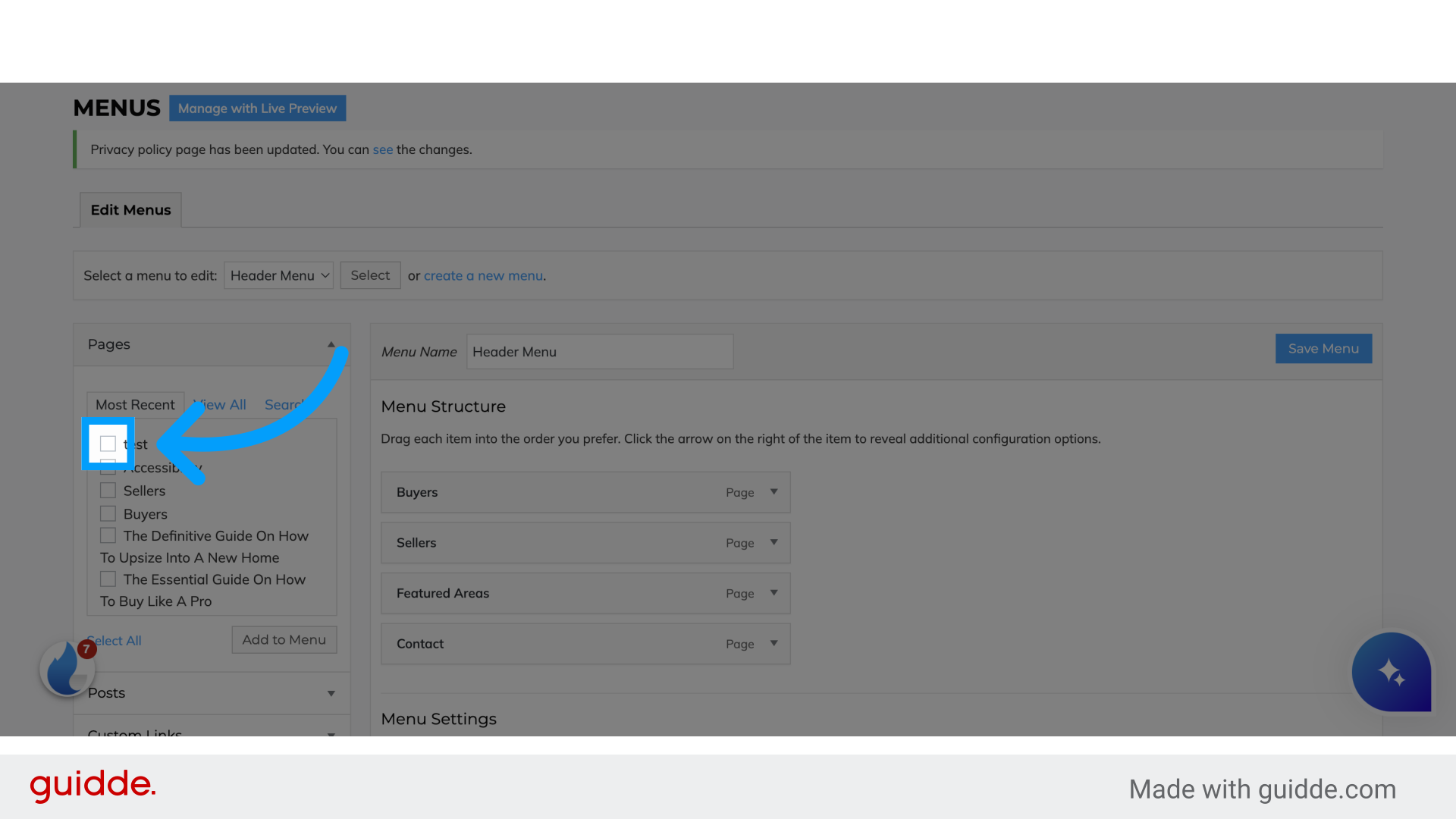 Menu: How to Add a Page to Your Dropdown Menu