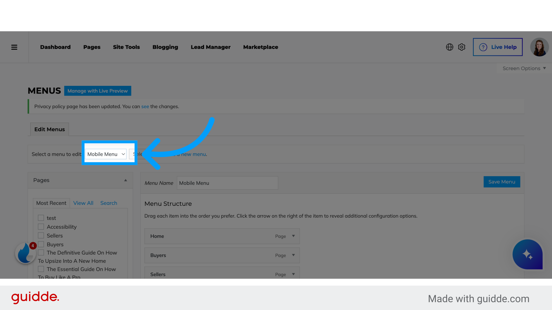 Menu: How to Add a Page to Your Dropdown Menu