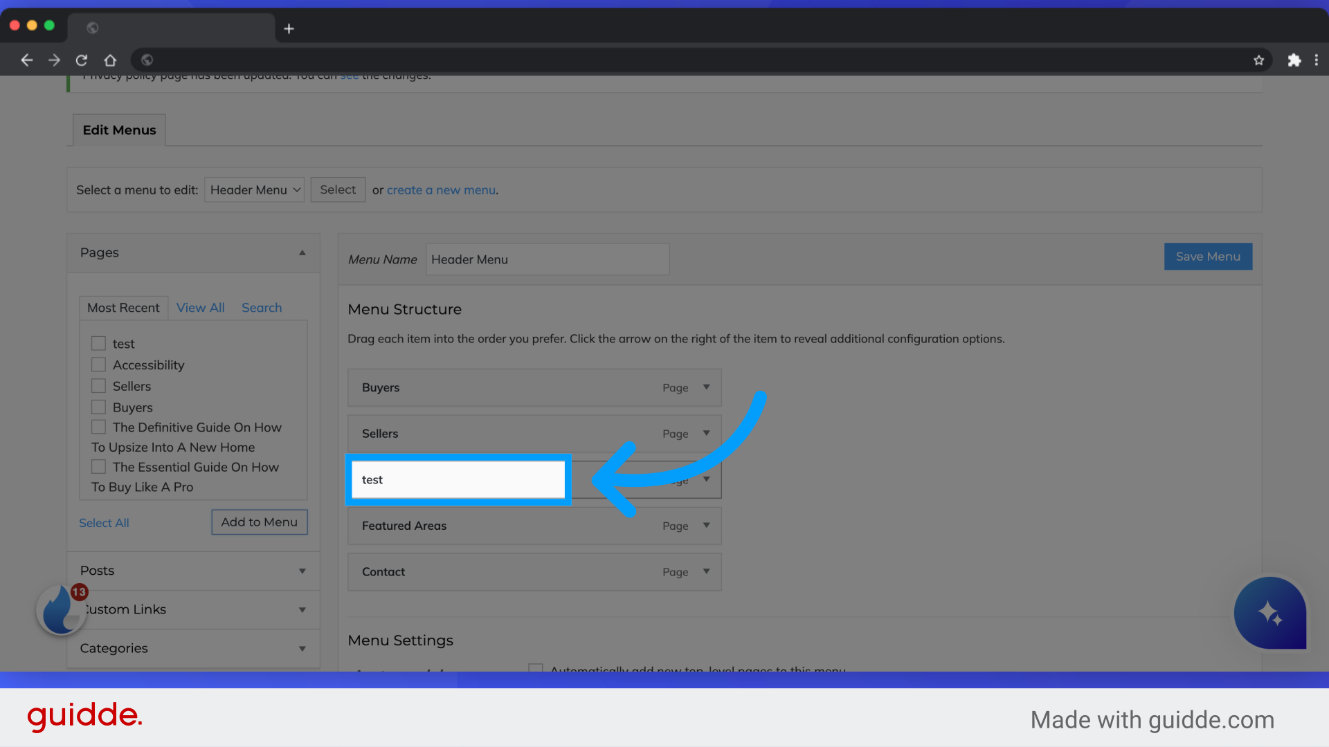Menu: How to Add a Page to Your Dropdown Menu