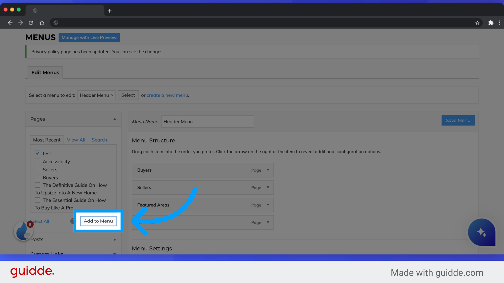 Menu: How to Add a Page to Your Dropdown Menu