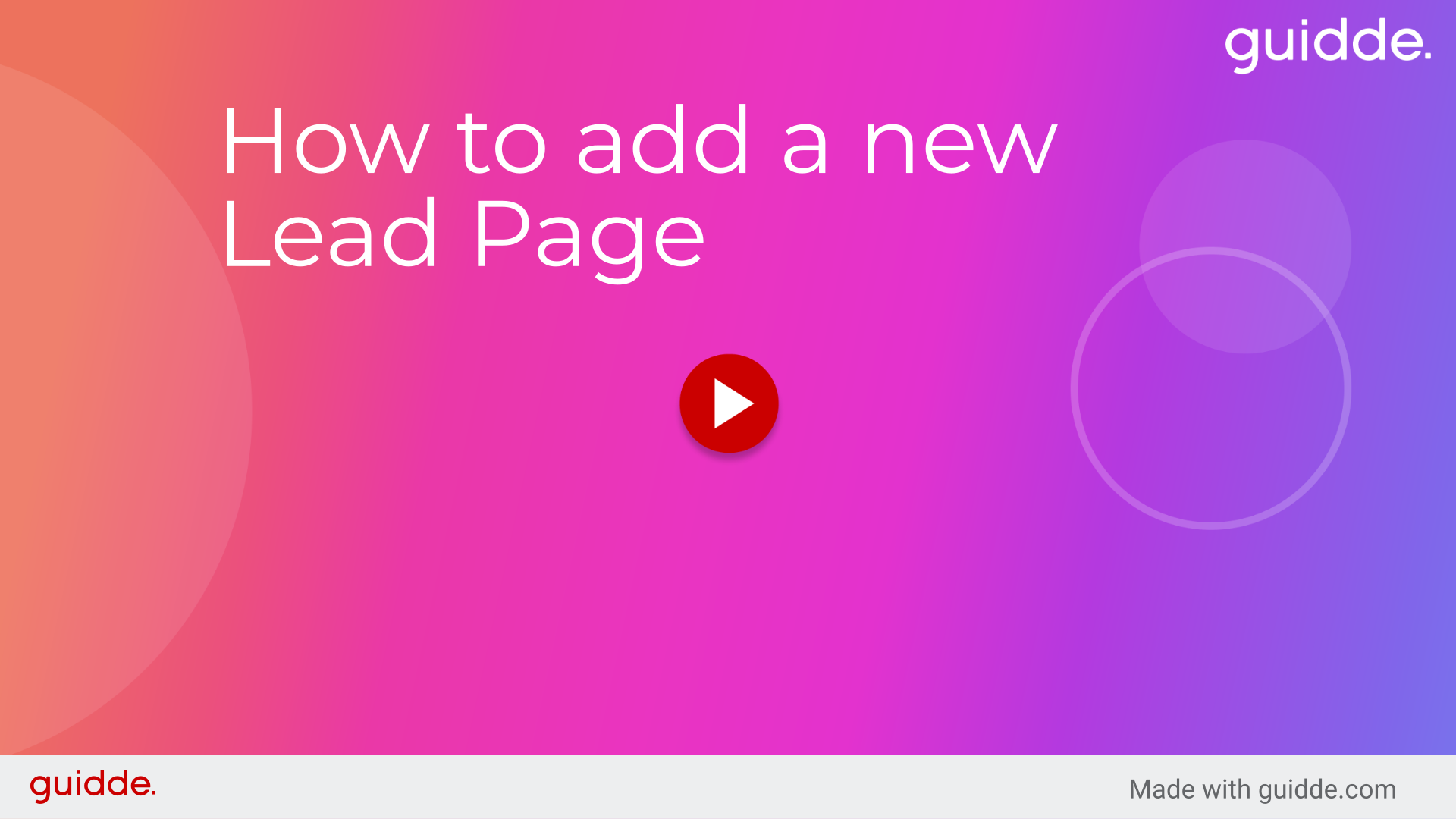 Lead Pages: How to Add a New Lead Page