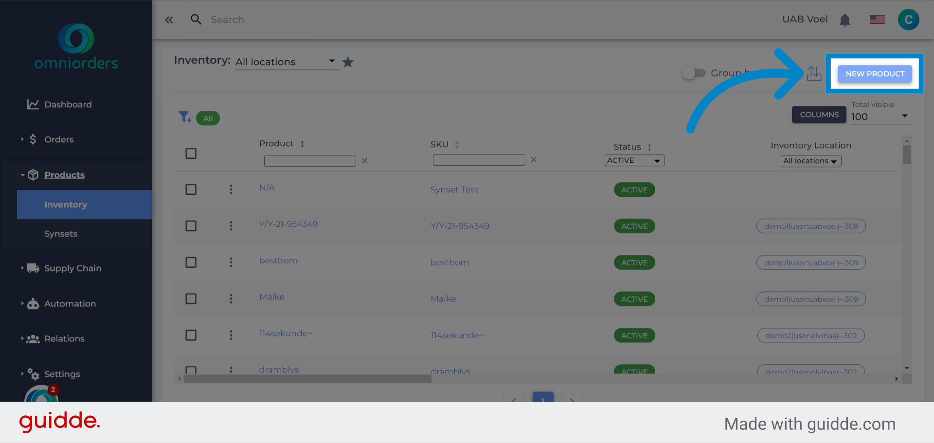 Adding first SKUs to OmniOrders : OmniOrders