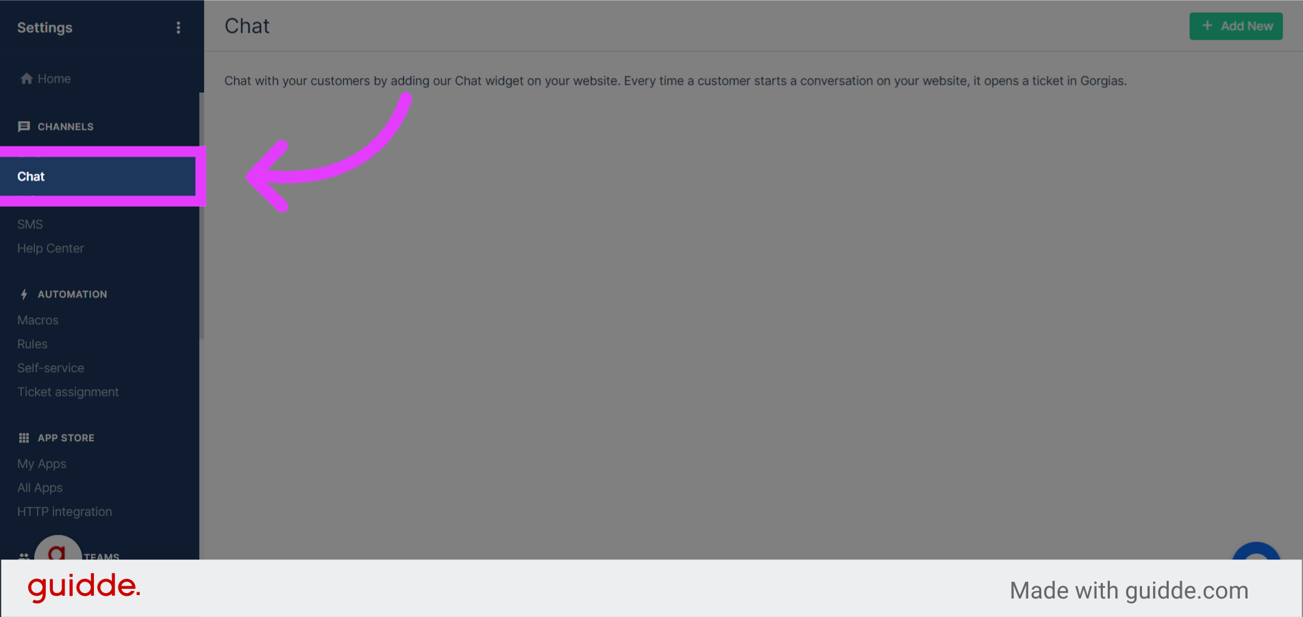 How to add chat to Website on Gorgias - Guidde | Gallery