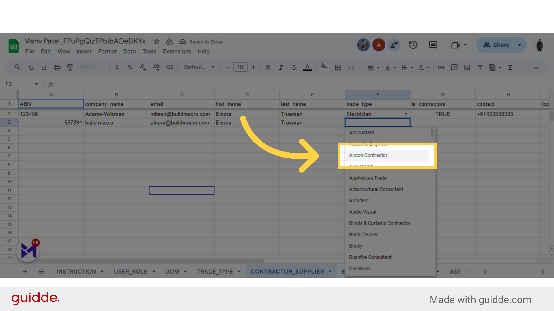 Import contractors and suppliers, assign trade types | Buildmacro