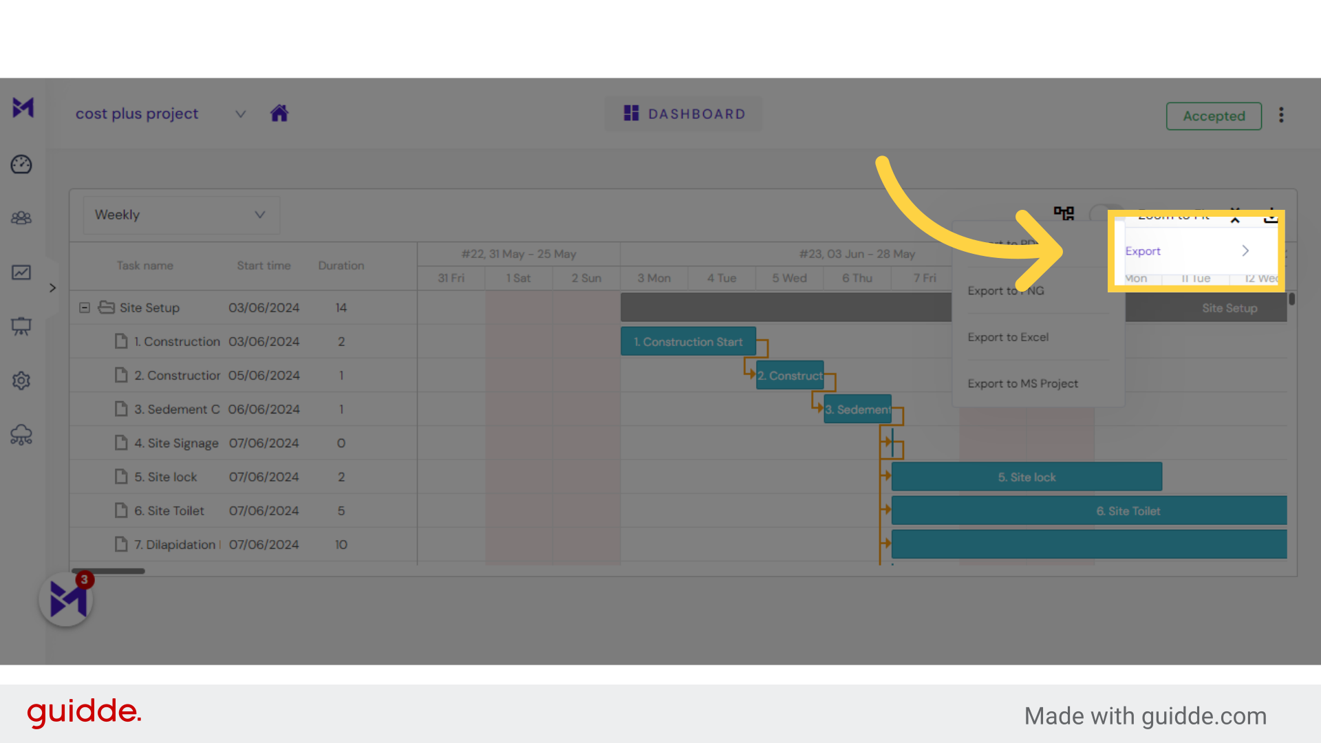 How to export gantt chart? | Buildmacro