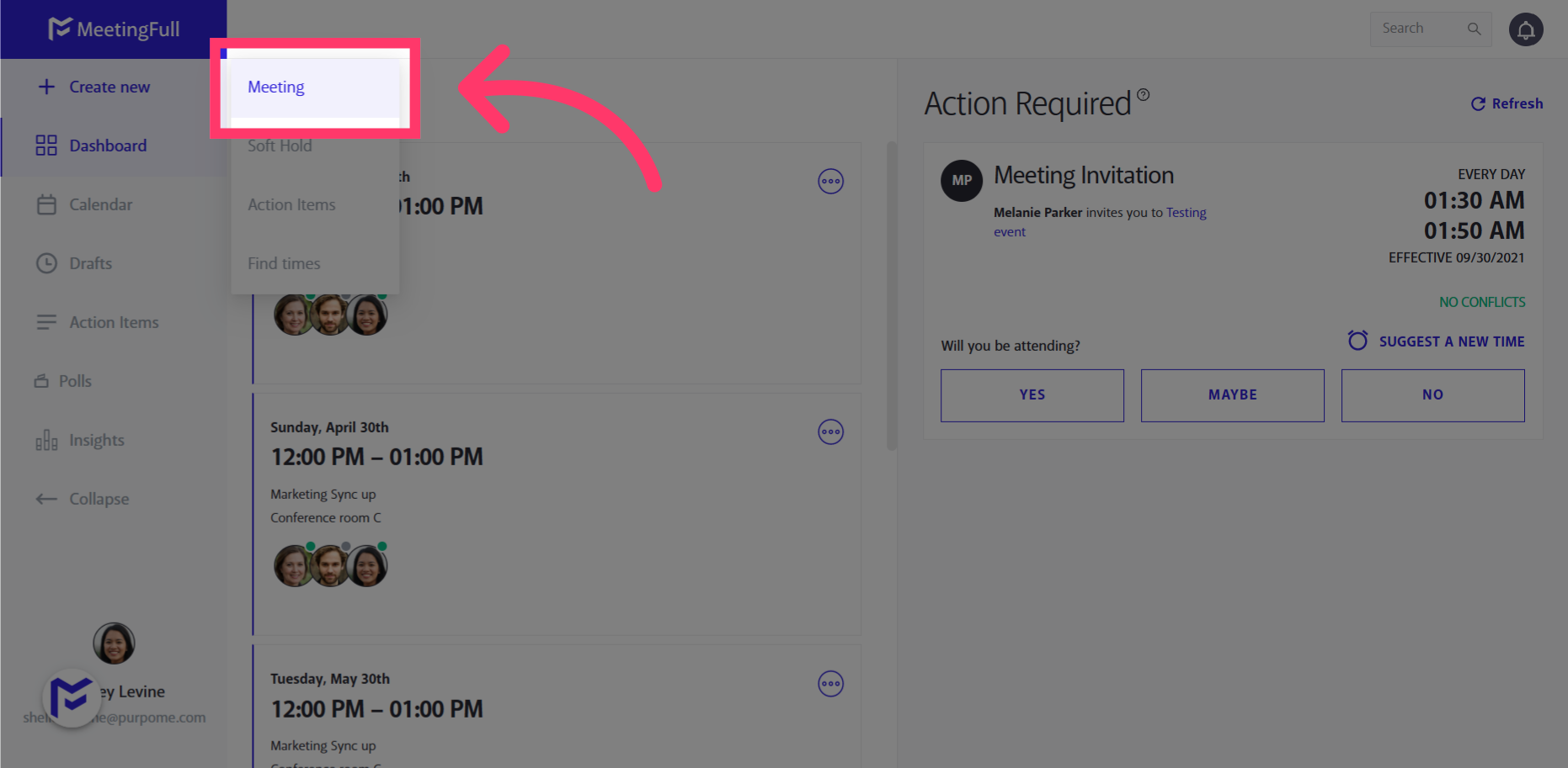 MeetingFull User Guides | User Guide - Create meeting