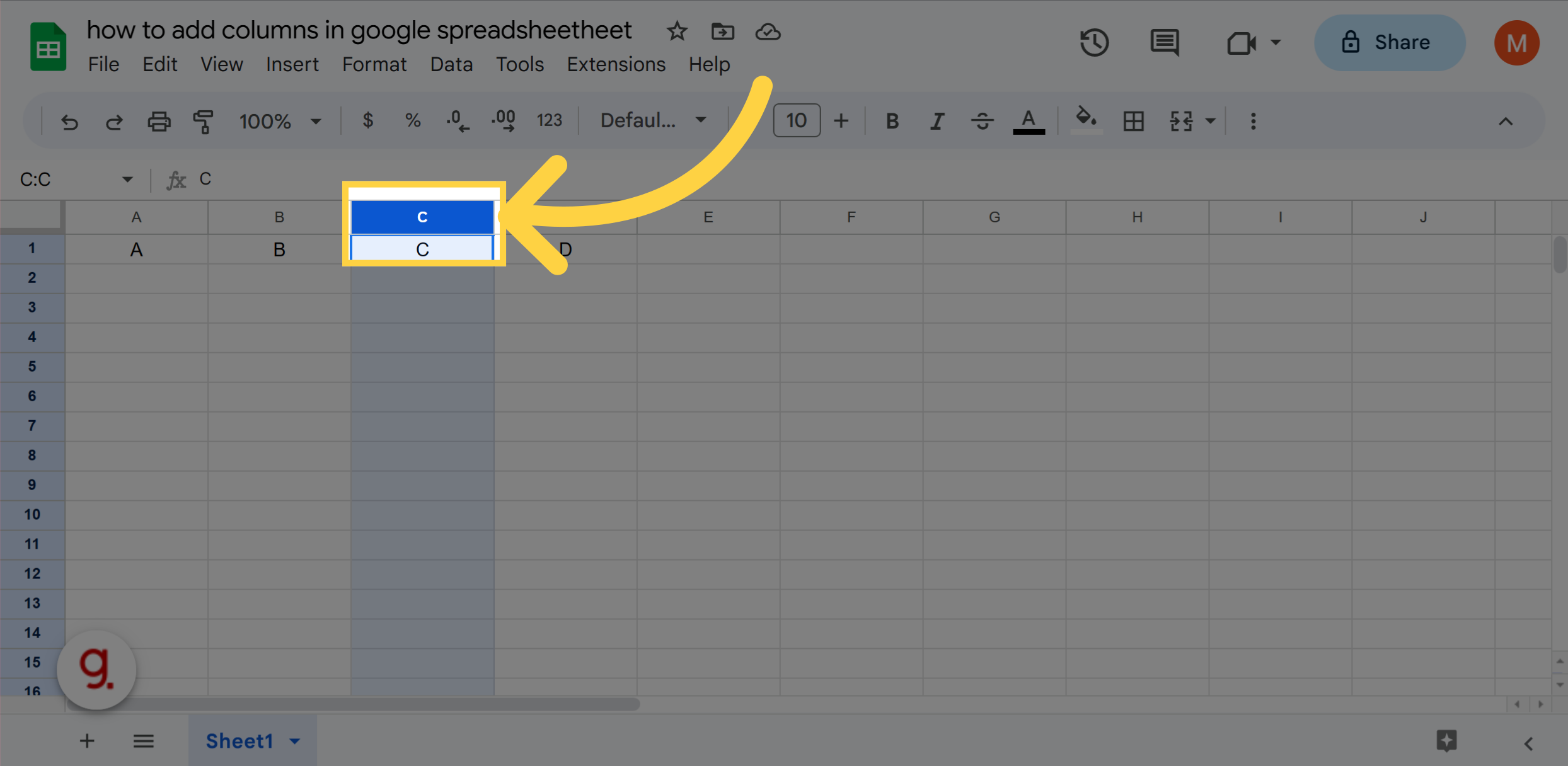 How to add columns in google sheet - Guidde | Gallery