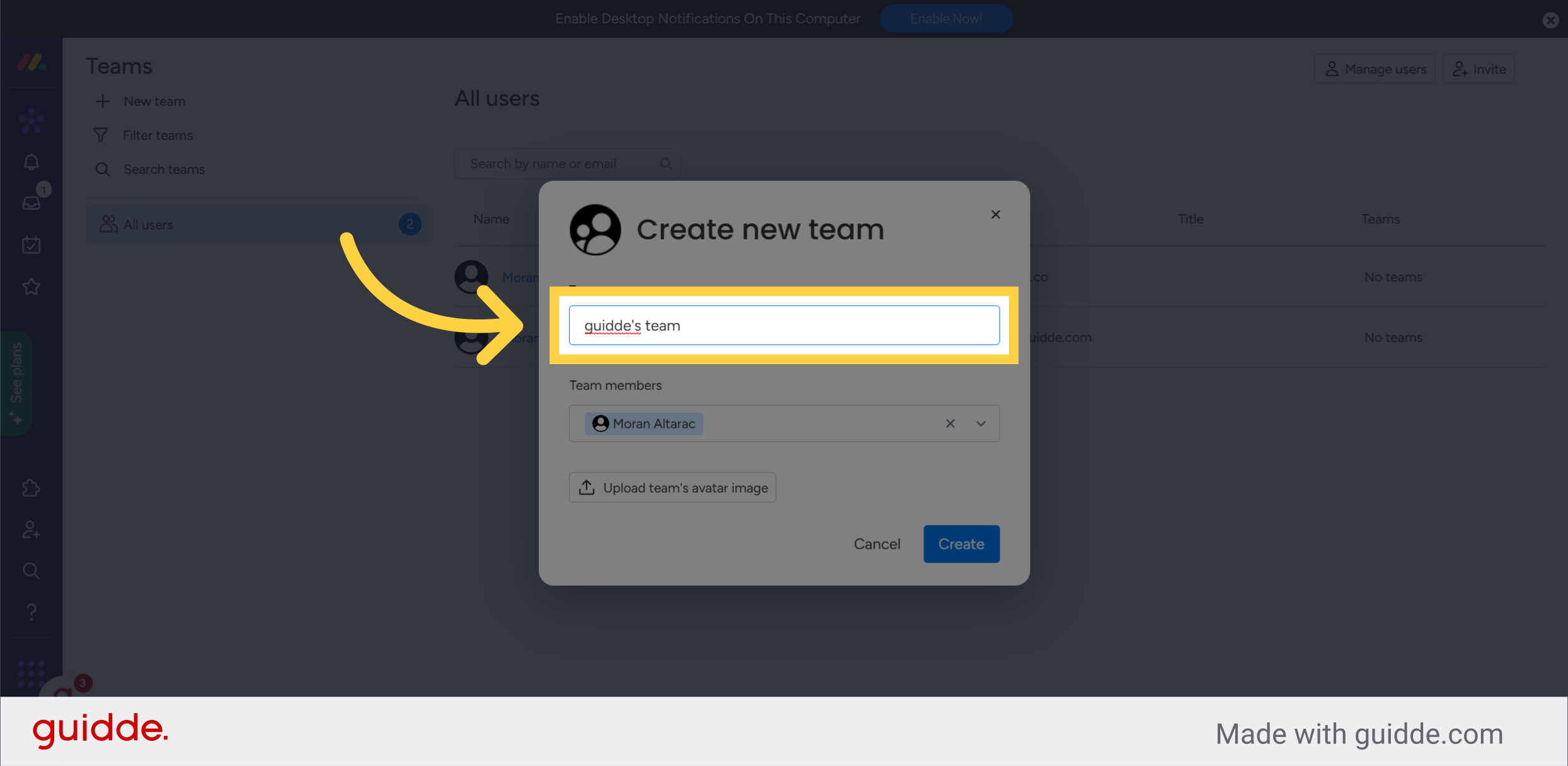 How to create a team on Monday.com - Guidde | Gallery