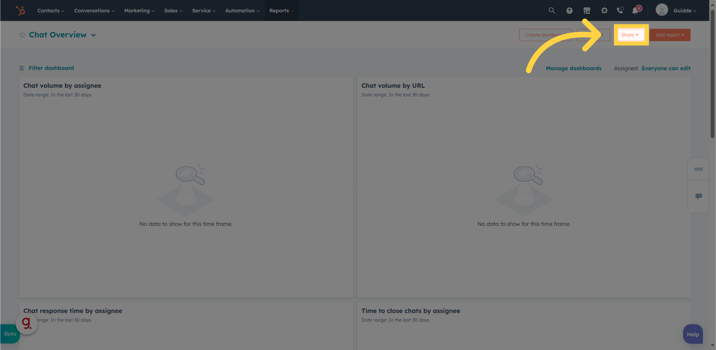 How to share a hubspot report over email - Guidde | Gallery