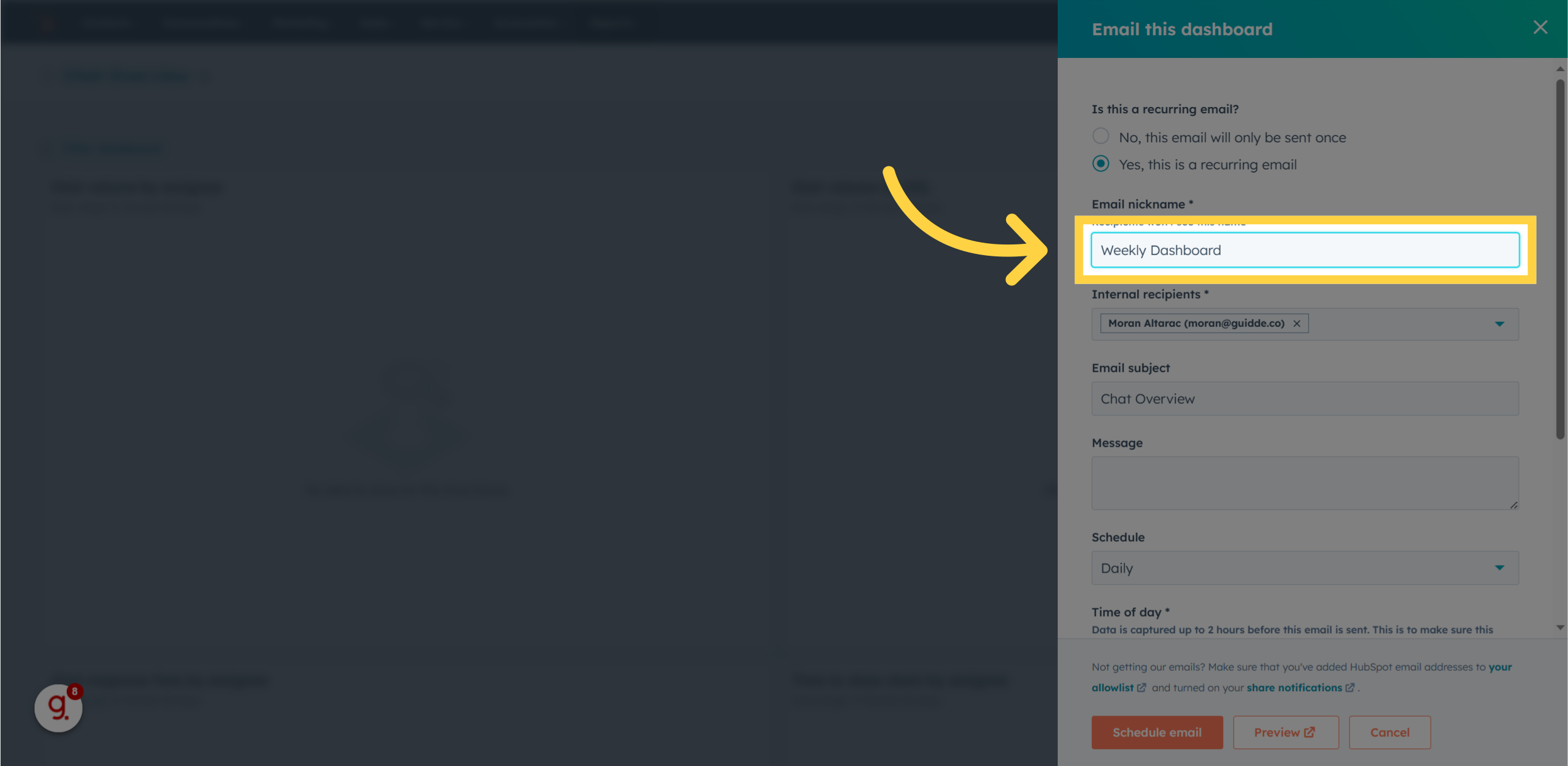 How to share a hubspot report over email - Guidde | Gallery