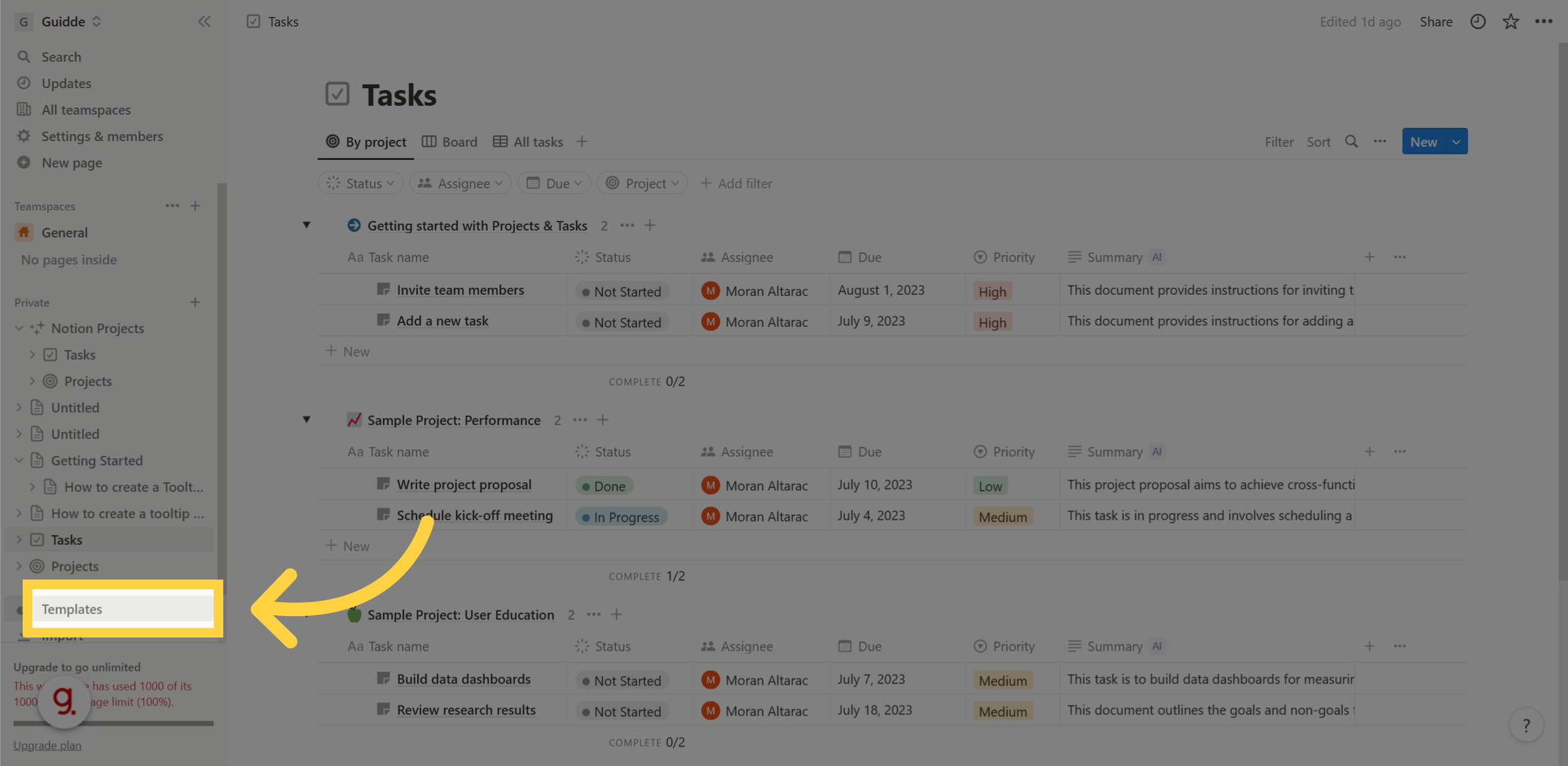 How to use templates in Notion - Guidde | Gallery