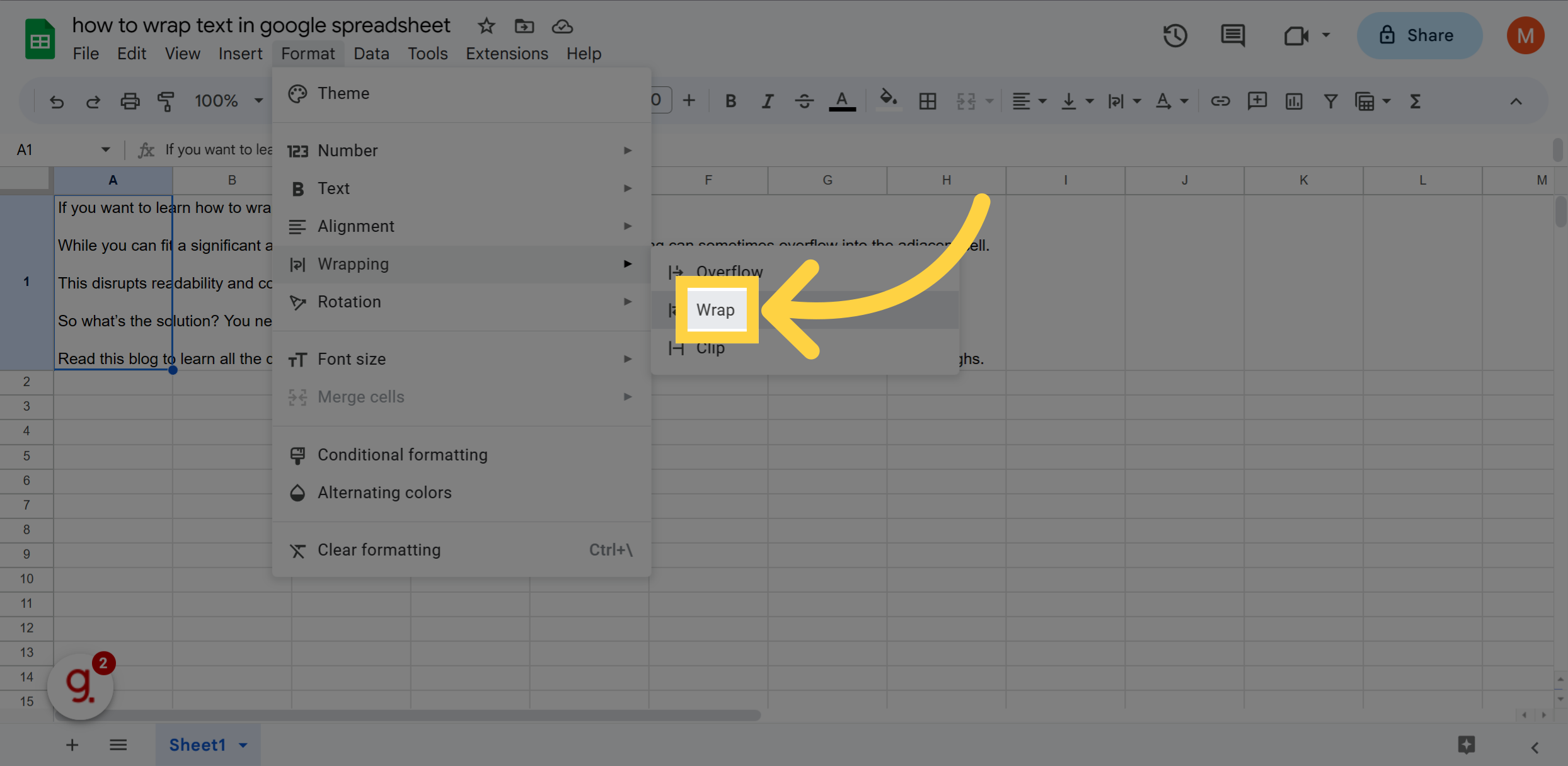 How to wrap cells in google spreadsheet - Guidde | Gallery