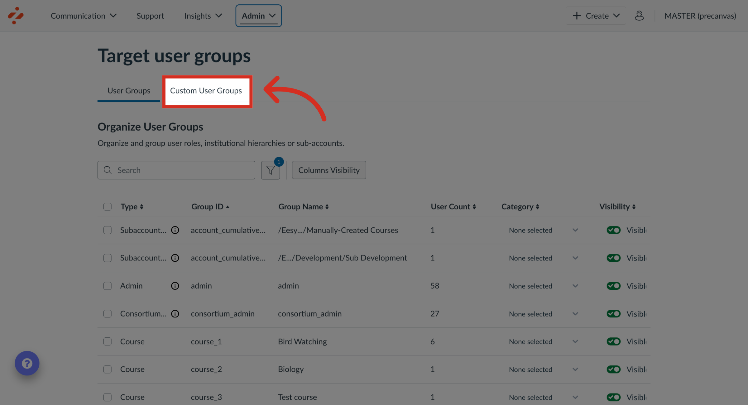How do I create Custom User Groups for Messages an... - Instructure ...