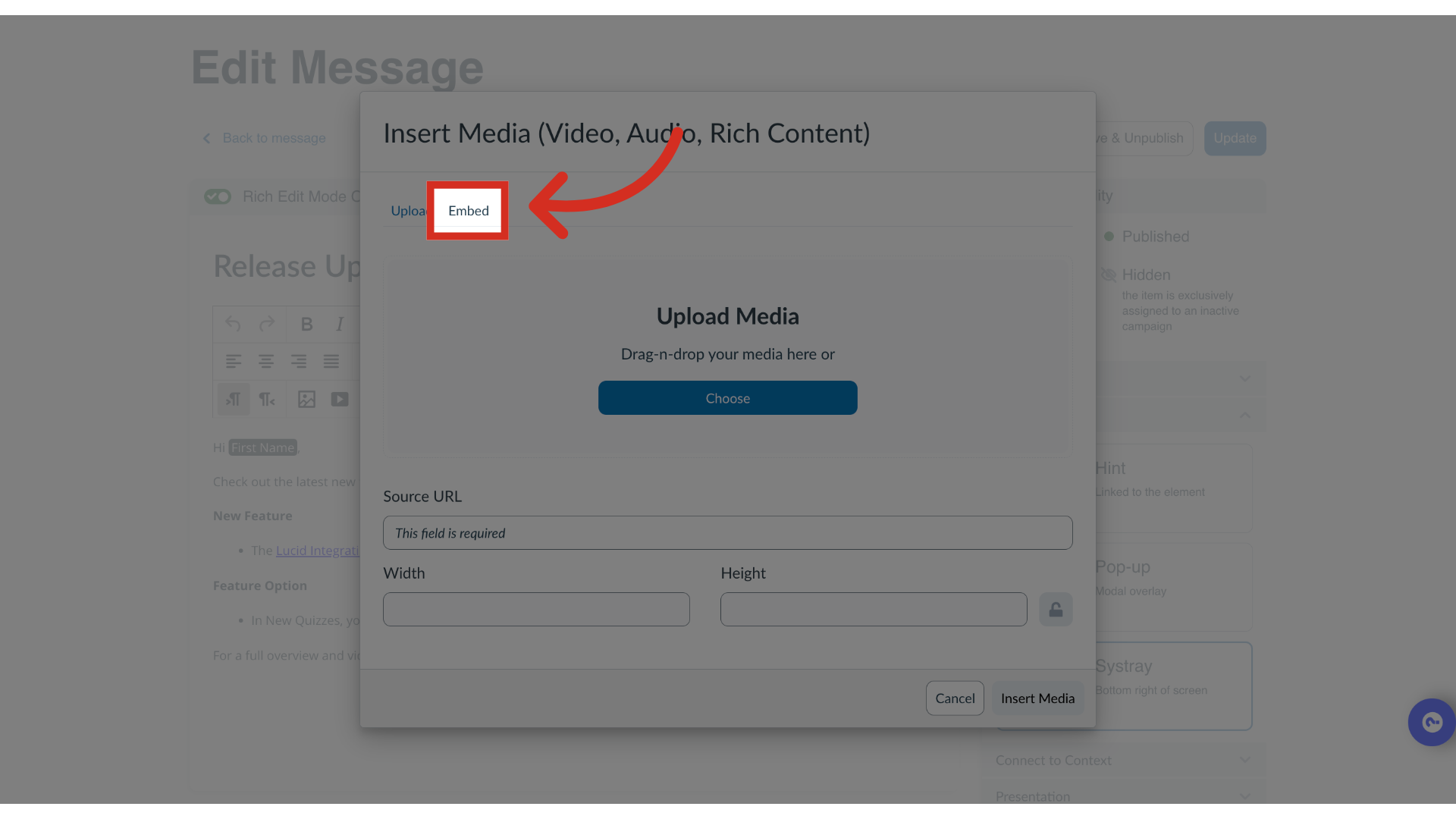 How do I embed media or an iFrame into a message o... - Instructure ...