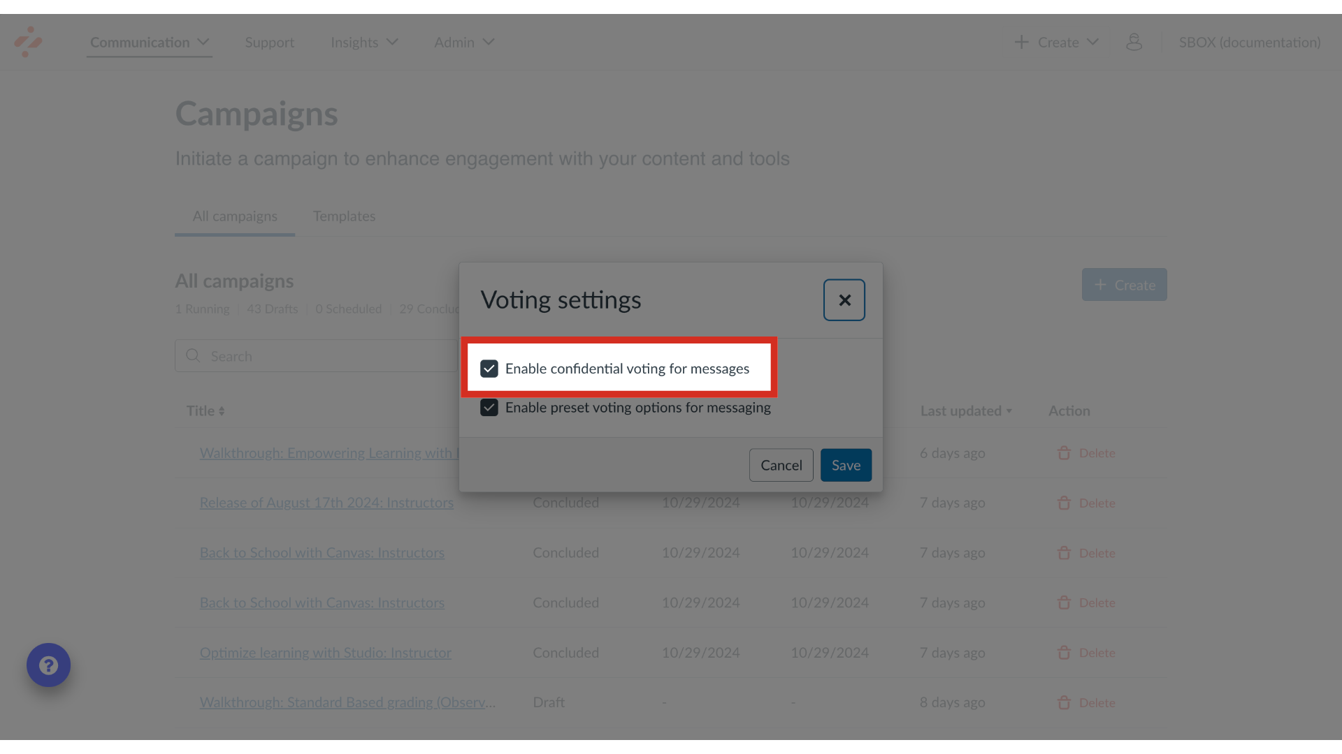 How do I set message voting settings? - Instructure Community - 620885