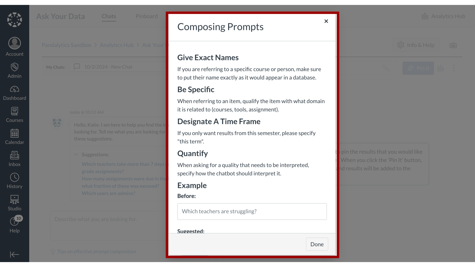 How do I utilize the AI for Ask Your Data? - Instructure Community - 608454