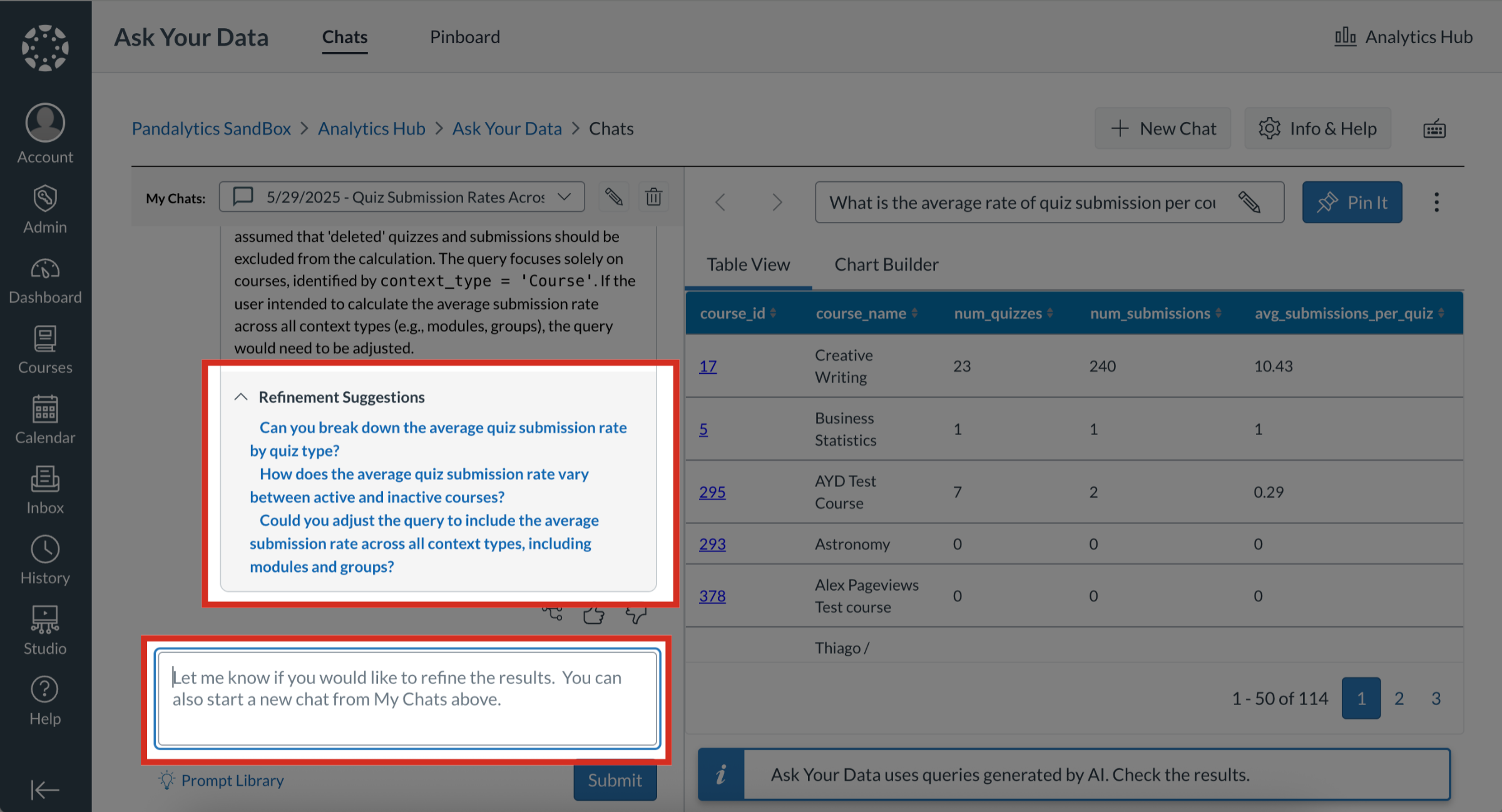How do I utilize the AI for Ask Your Data? - Instructure Community - 608454