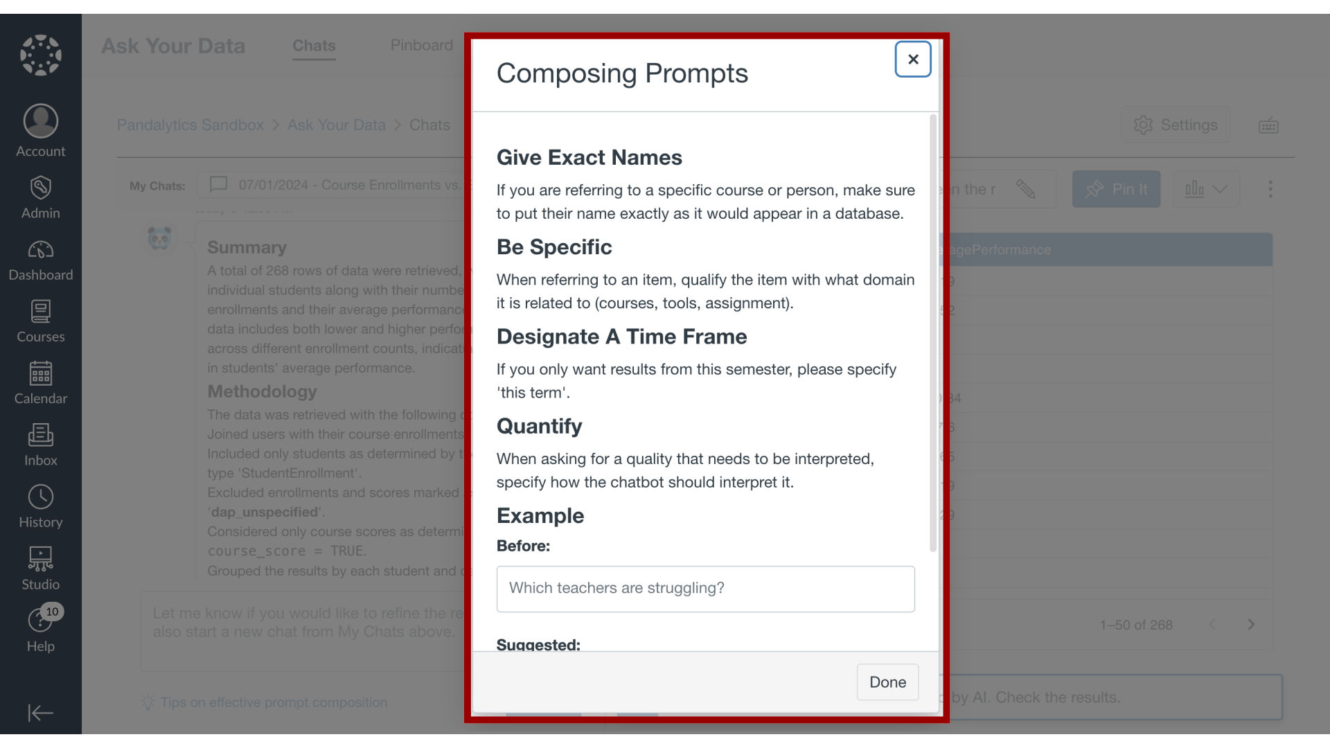 How do I utilize the AI for Ask Your Data? - Instructure Community - 608454