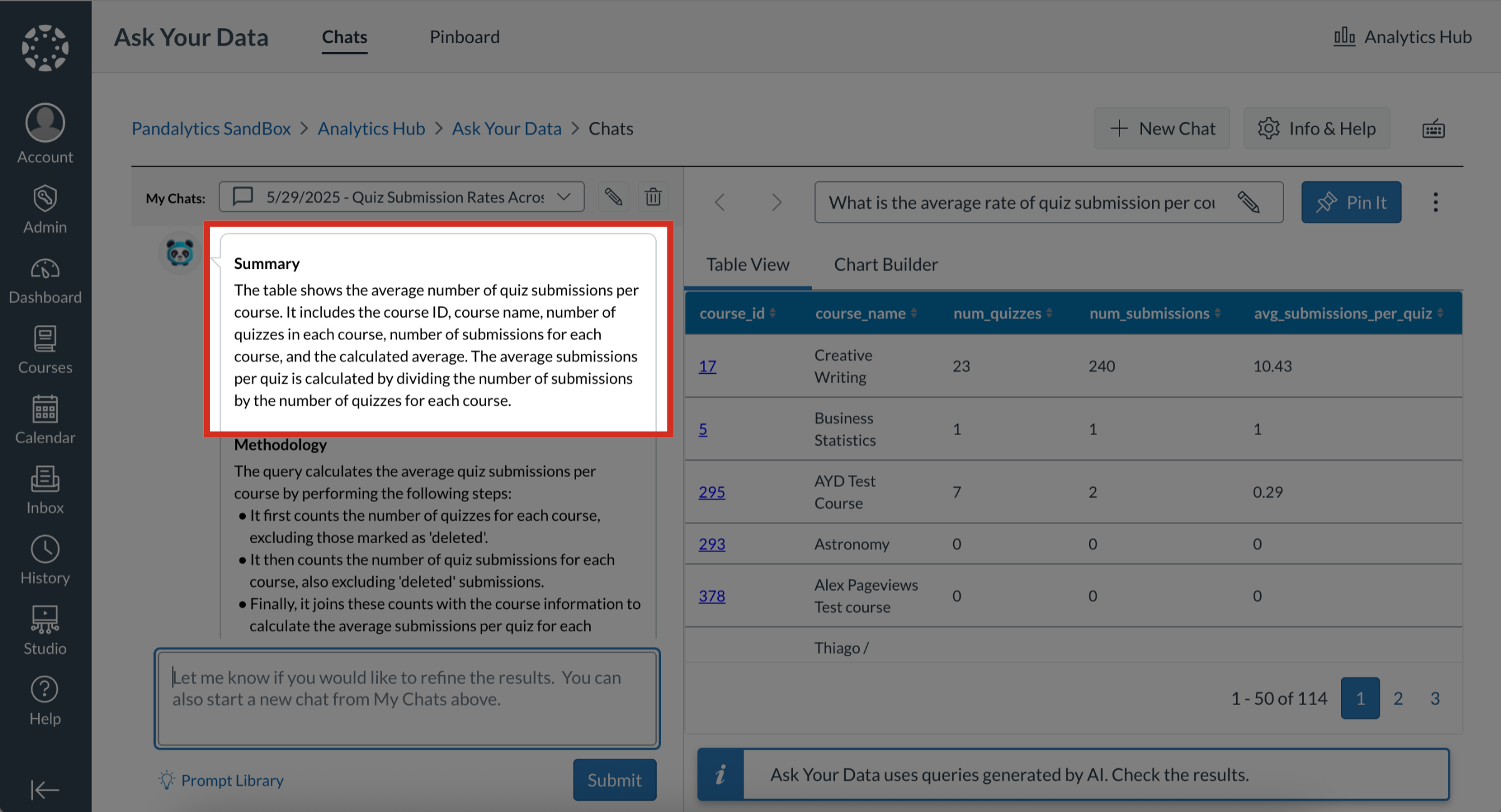 How do I utilize the AI for Ask Your Data? - Instructure Community - 608454