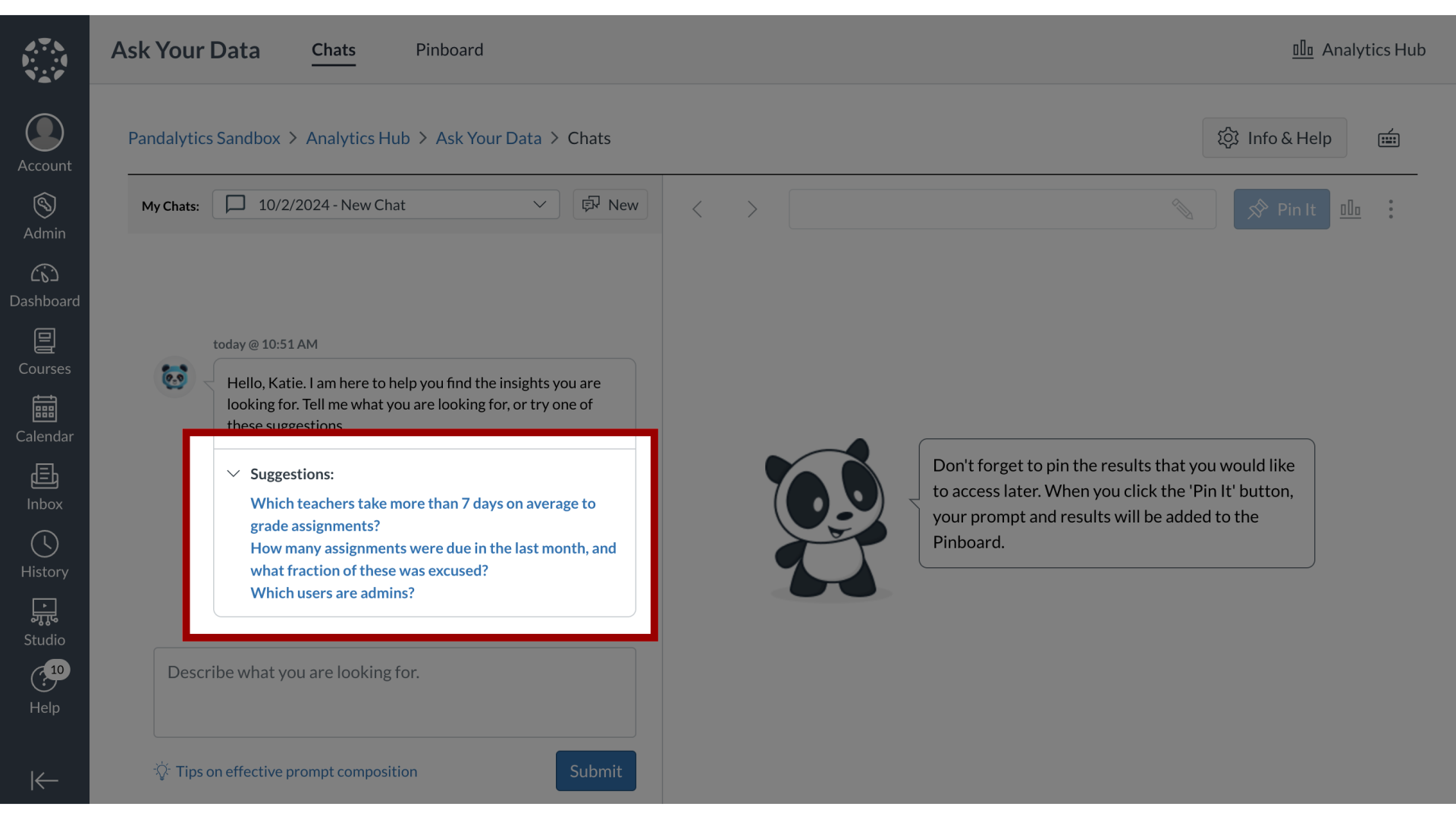 How do I utilize the AI for Ask Your Data? - Instructure Community - 608454