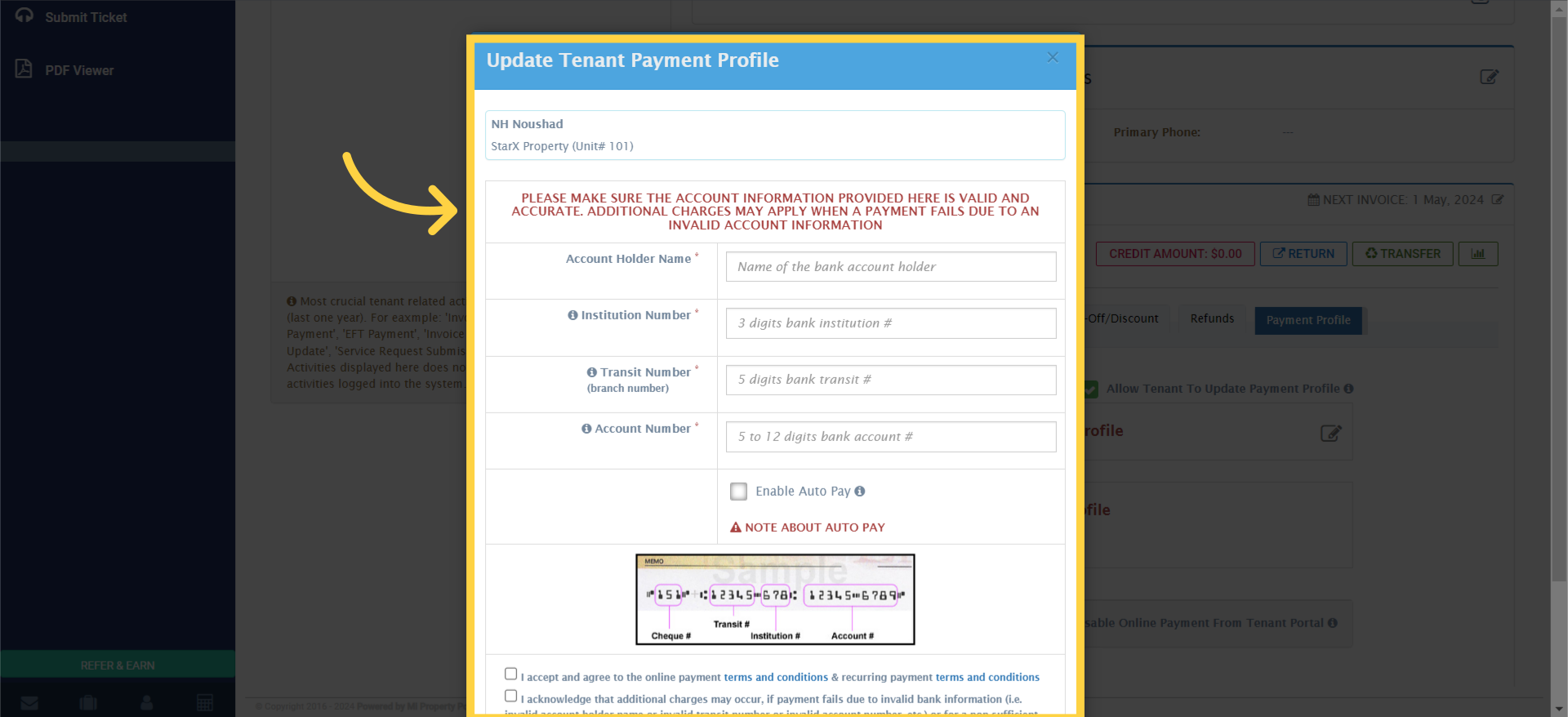 How to Add Tenant Bank Account? - Mi Property Portal Help Center