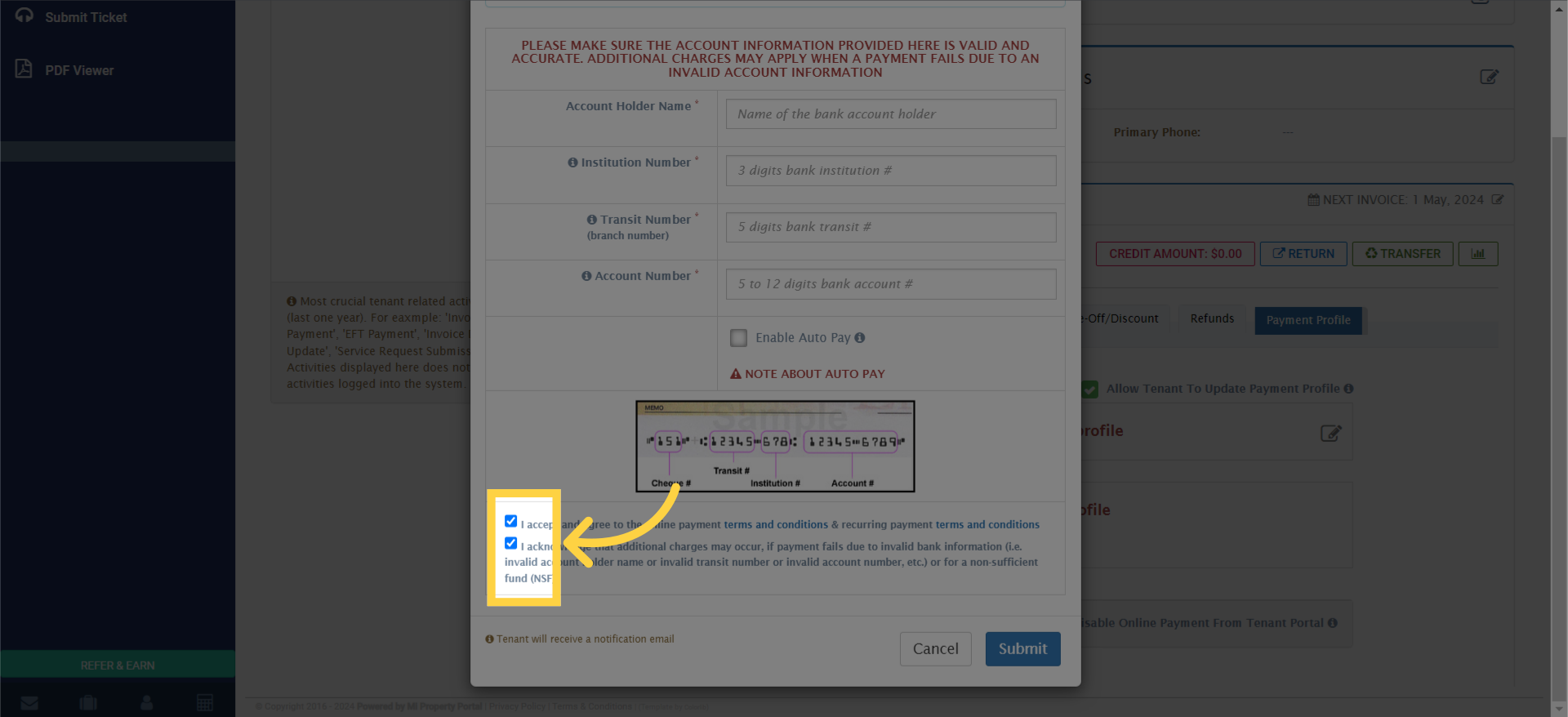 How to Add Tenant Bank Account? - Mi Property Portal Help Center