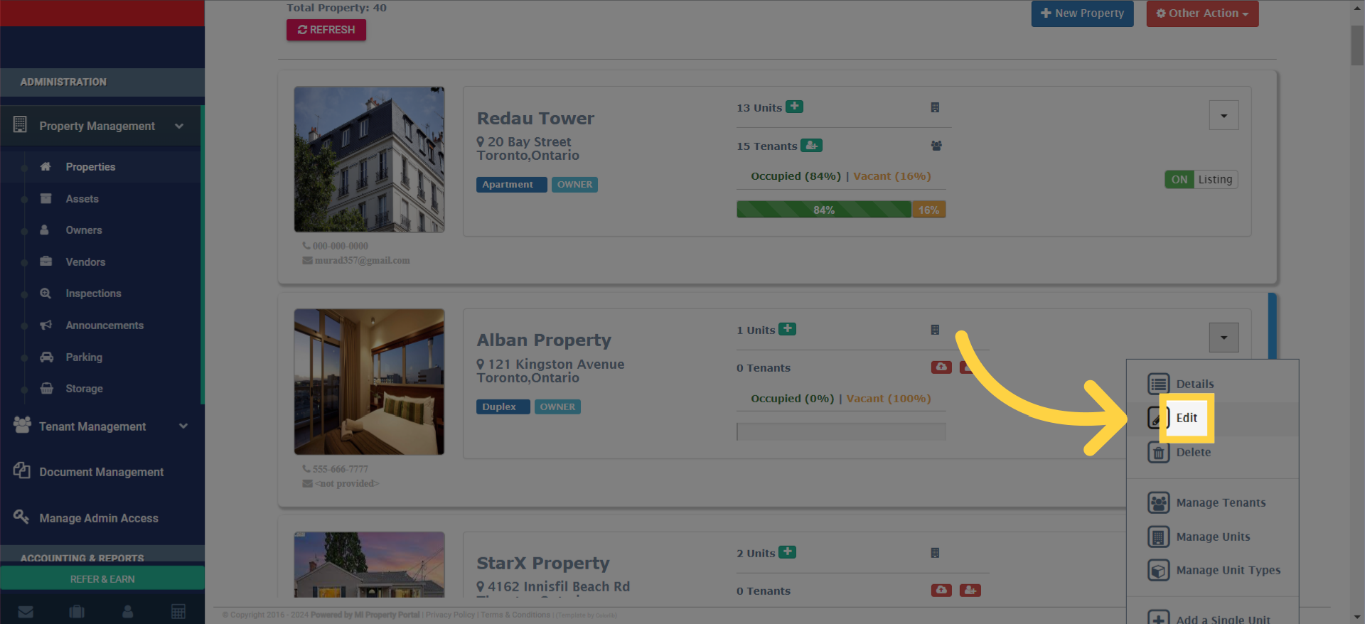 How to Link or Unlink Owner to a Property? - Mi Property Portal Help Center