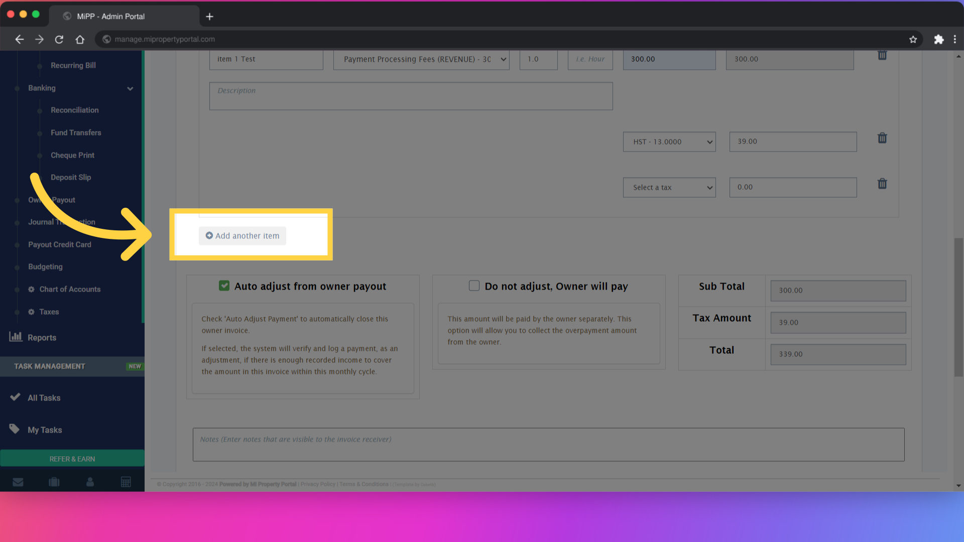 How to create an Owner Invoice? - Mi Property Portal Help Center
