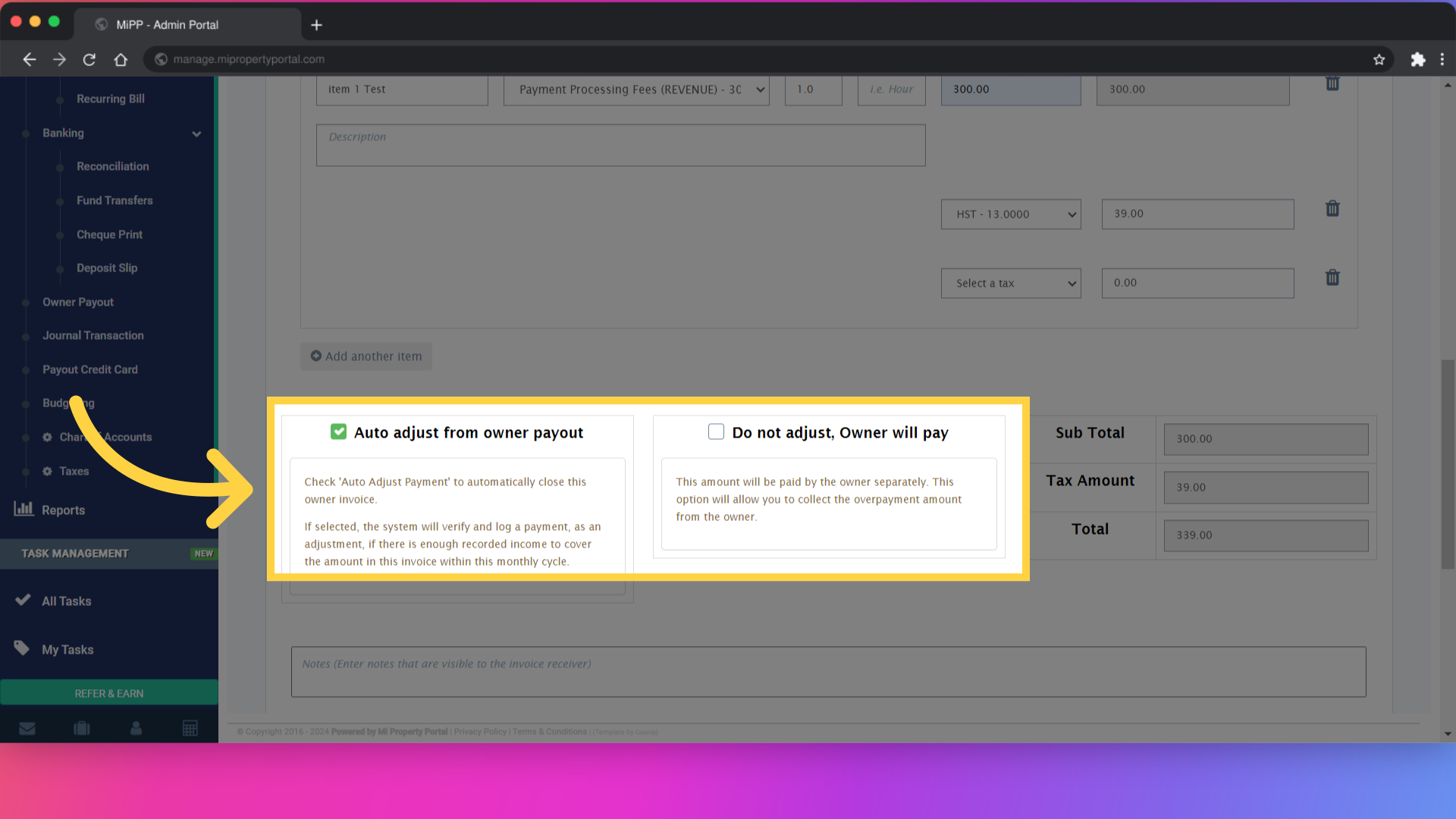 How to create an Owner Invoice? - Mi Property Portal Help Center