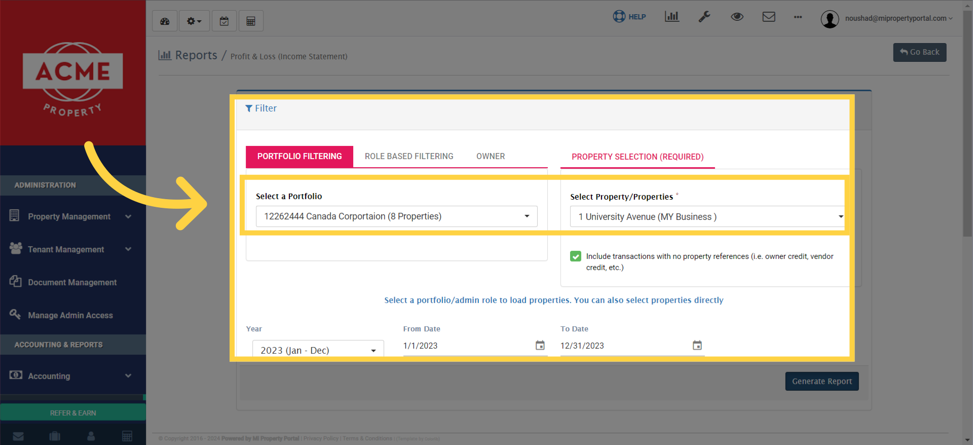 How to Export “Monthly Summary” Separately through P&L Report? - Mi Property Portal Help Center