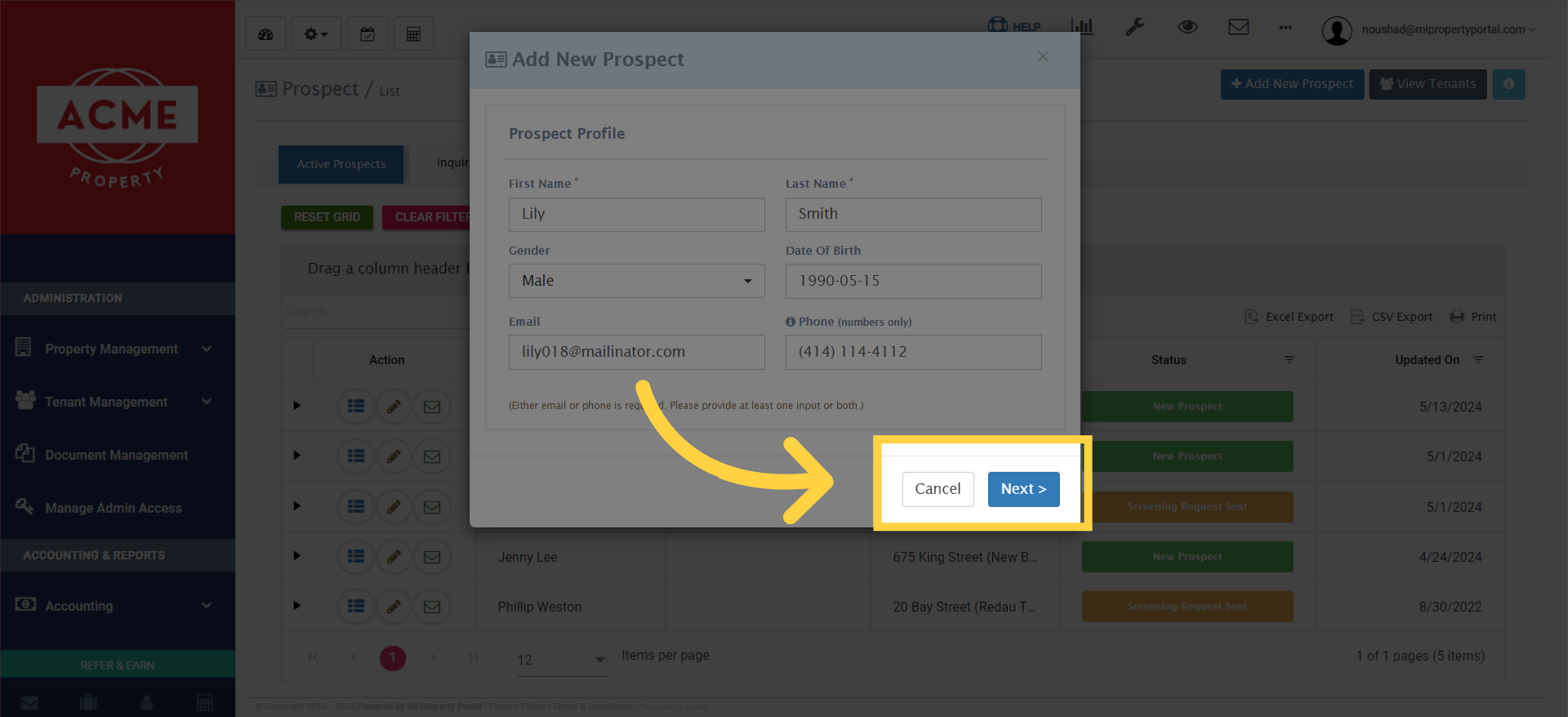 How to Add a Prospect Manually? - Mi Property Portal Help Center