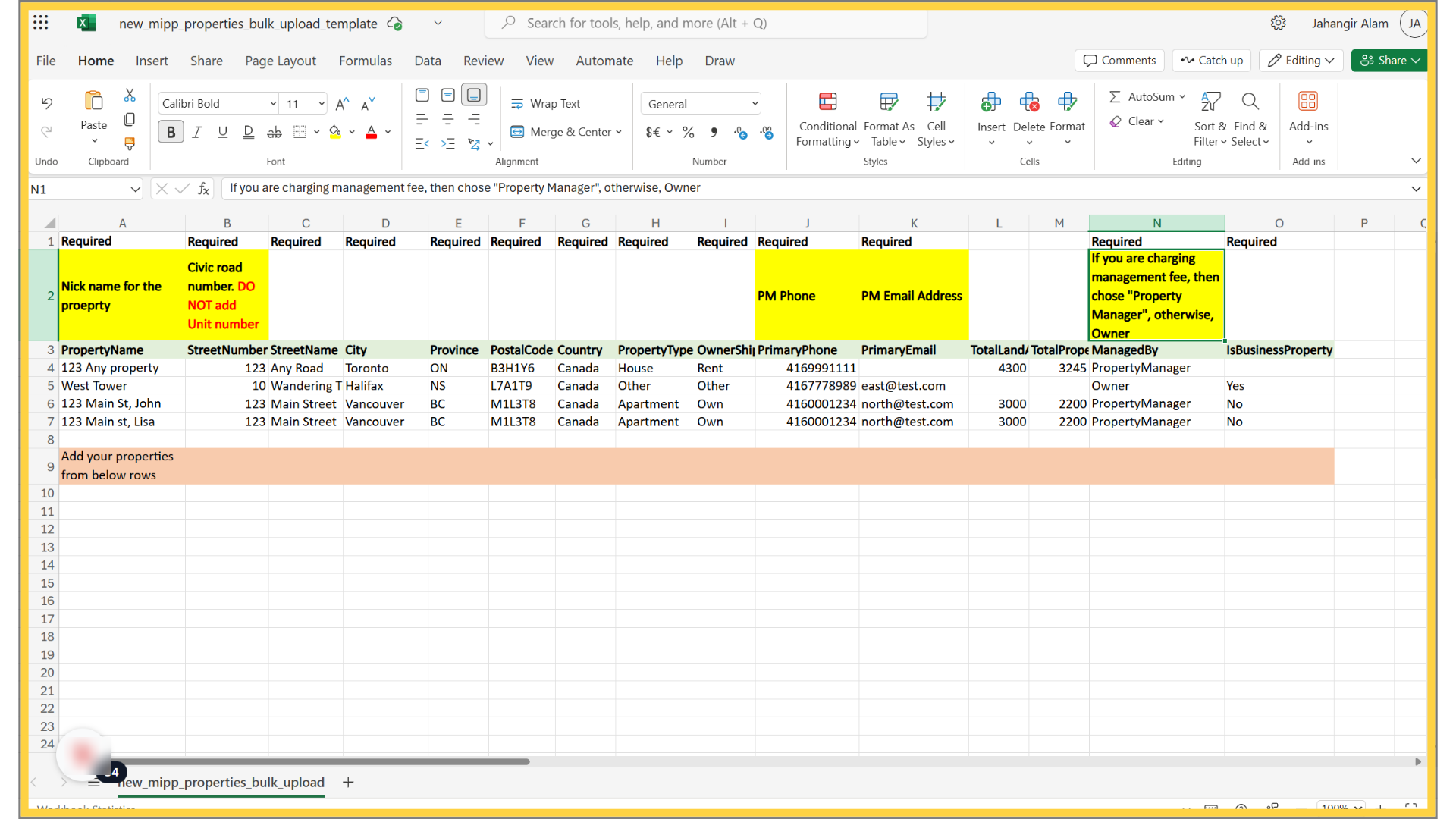 How to Fill Property Data Upload Template? - Mi Property Portal Help Center