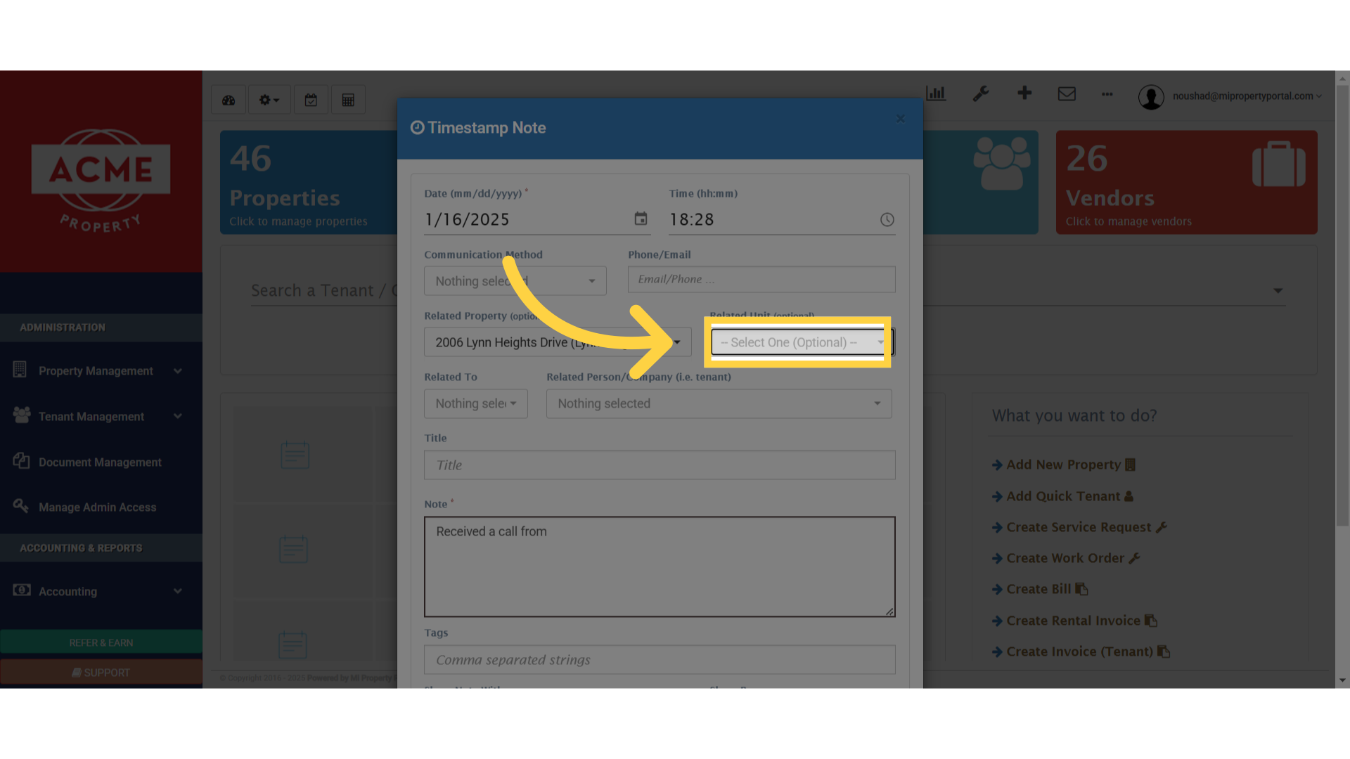 How to Add Properties to Timestamp Notes? - Mi Property Portal Help Center