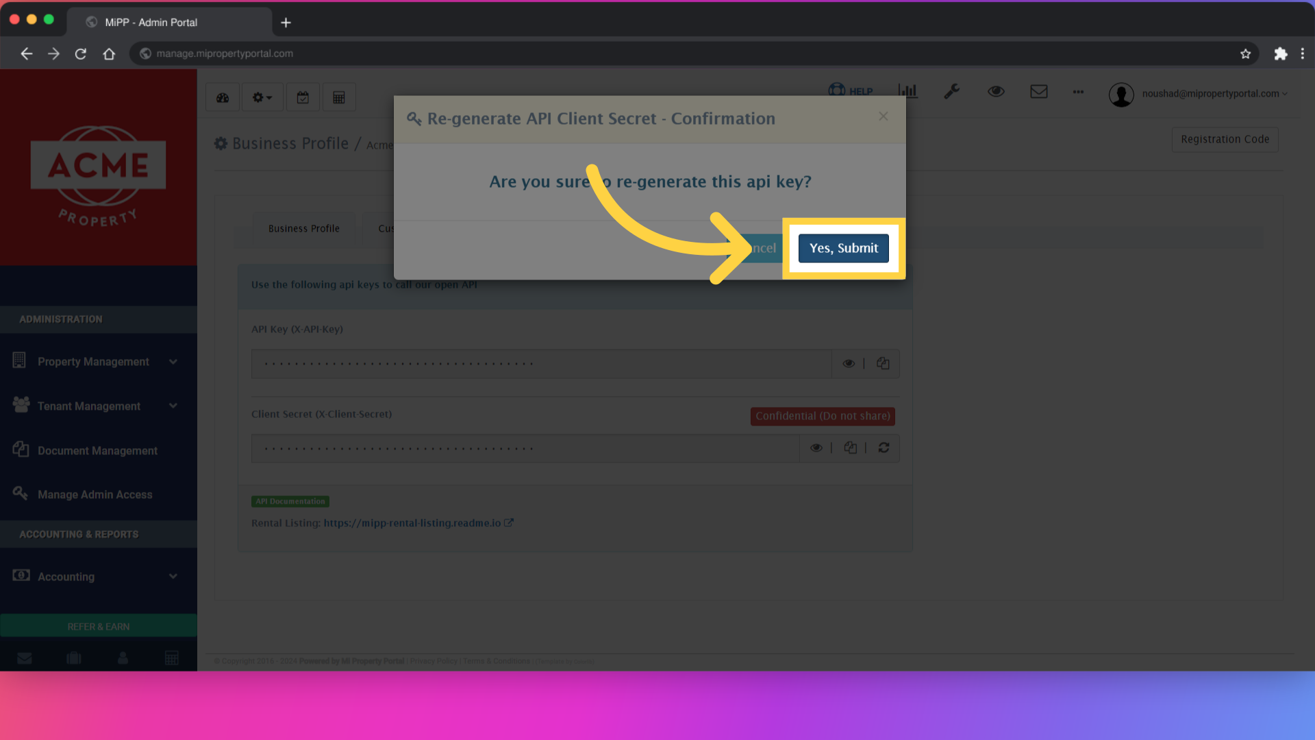 How To Regenerate Api Key Mi Property Portal Help Center 
