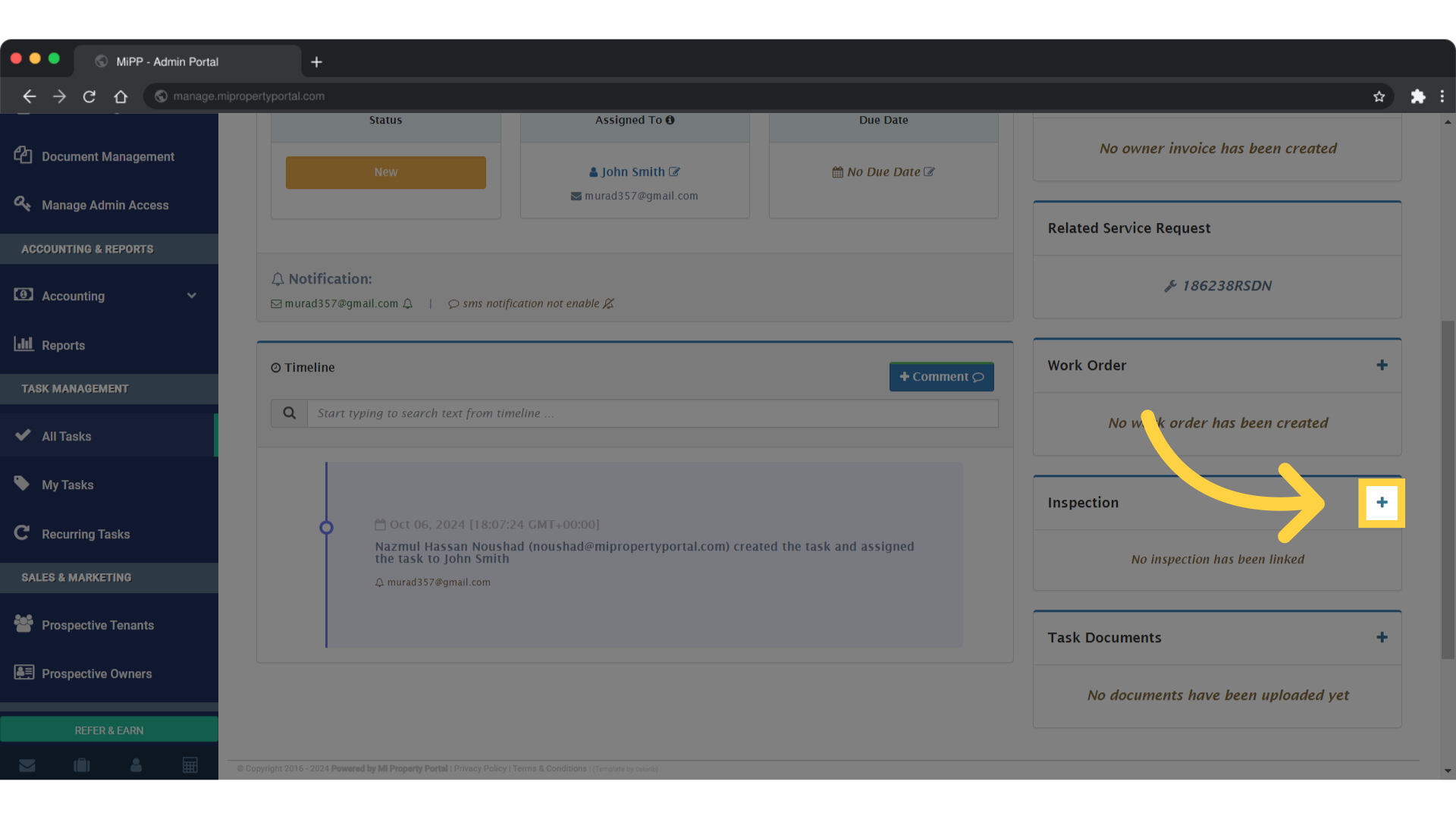 How to link an Existing Inspection from a Task (task details view ...