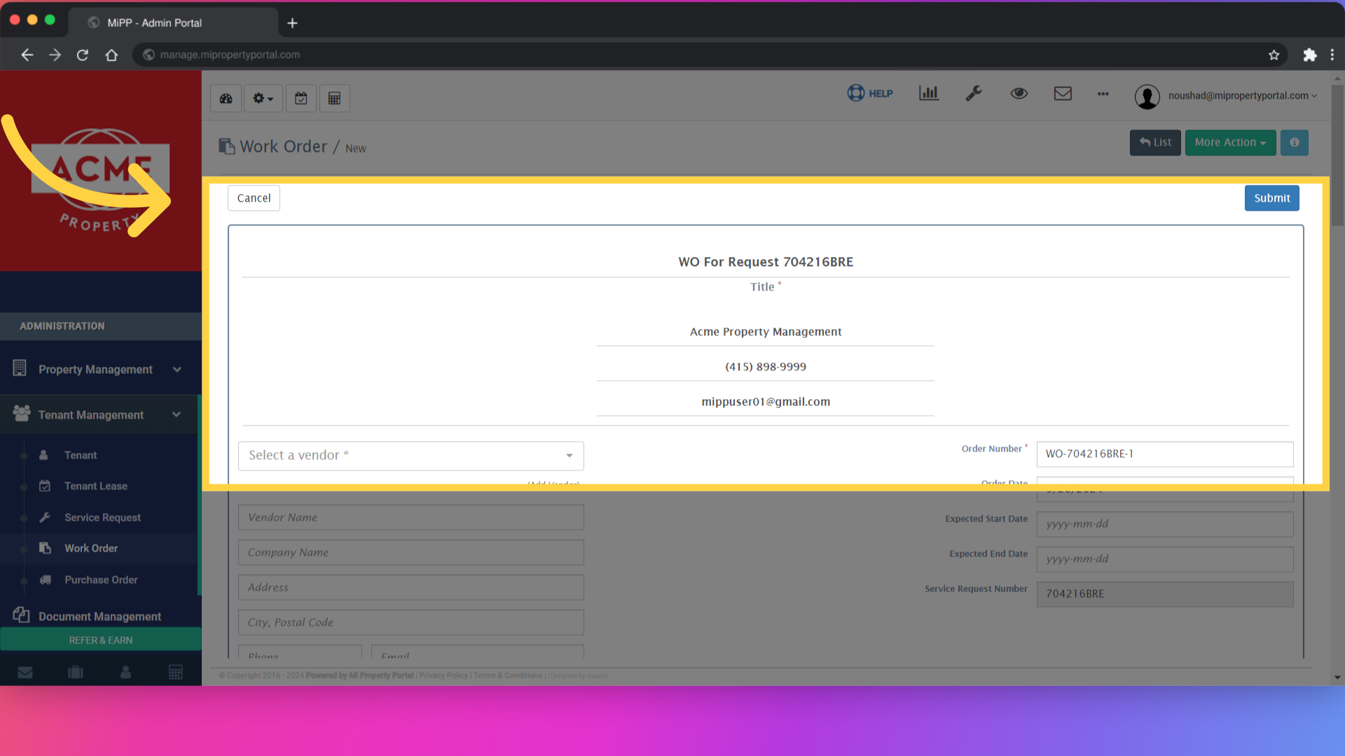 How to create a work order? - Mi Property Portal Help Center