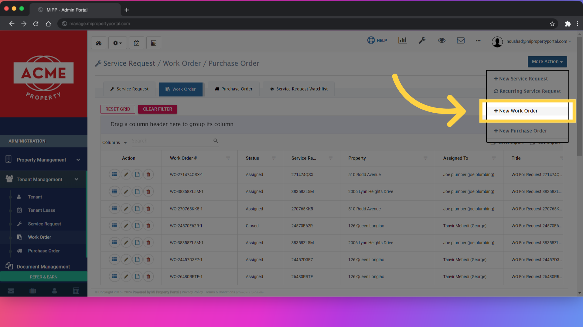 How to create a work order? - Mi Property Portal Help Center
