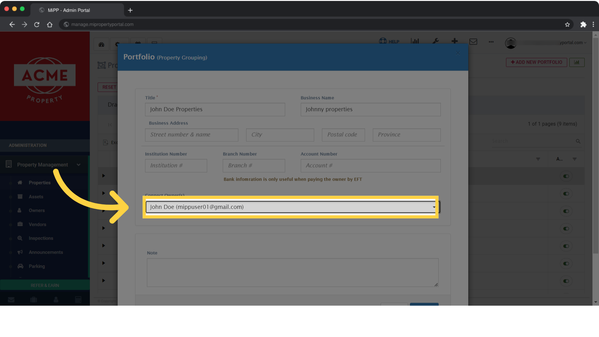 How to Connect Owners to a Portfolio? - Mi Property Portal Help Center