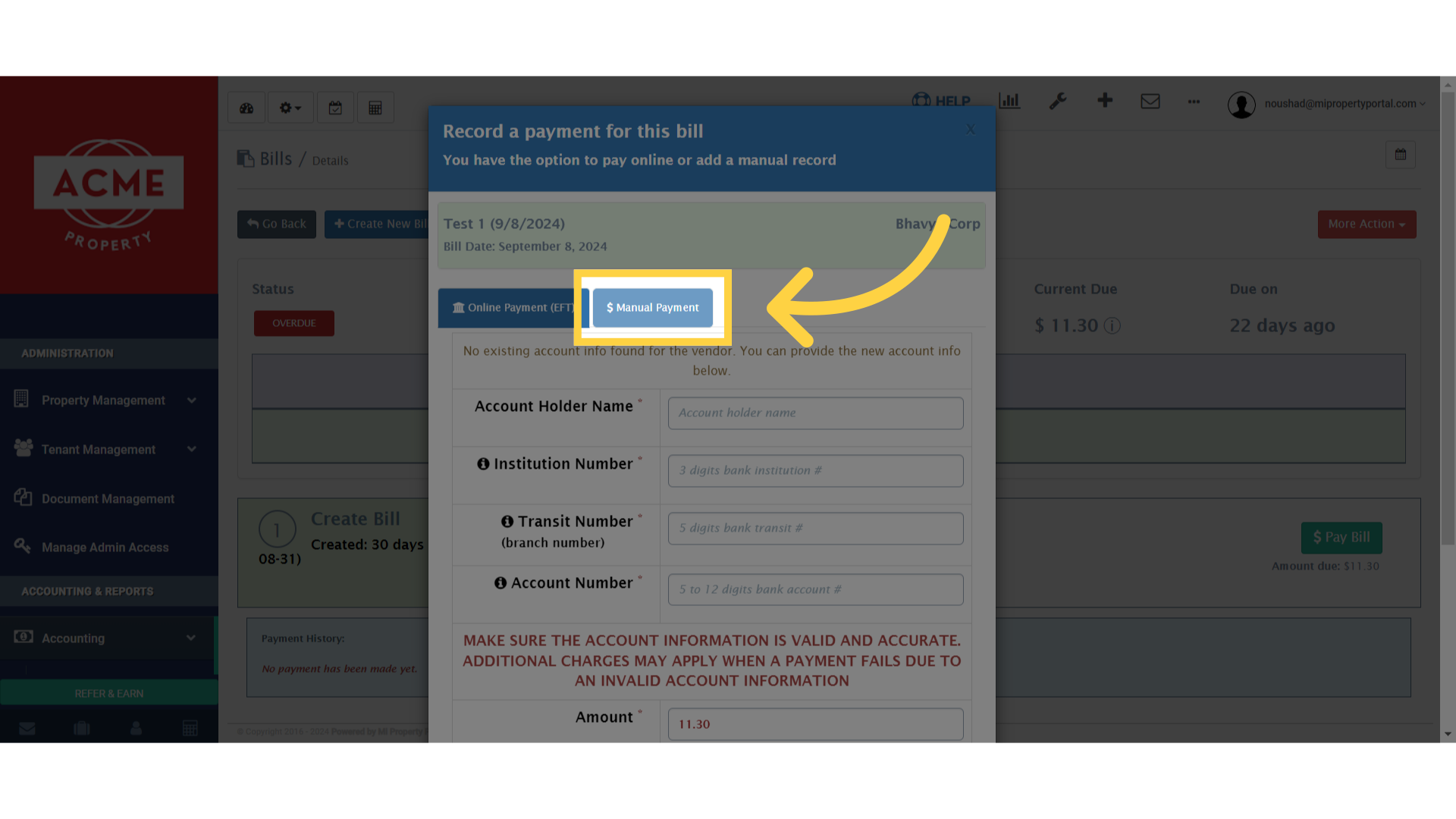 How to Record a Bill Payment? - Mi Property Portal Help Center