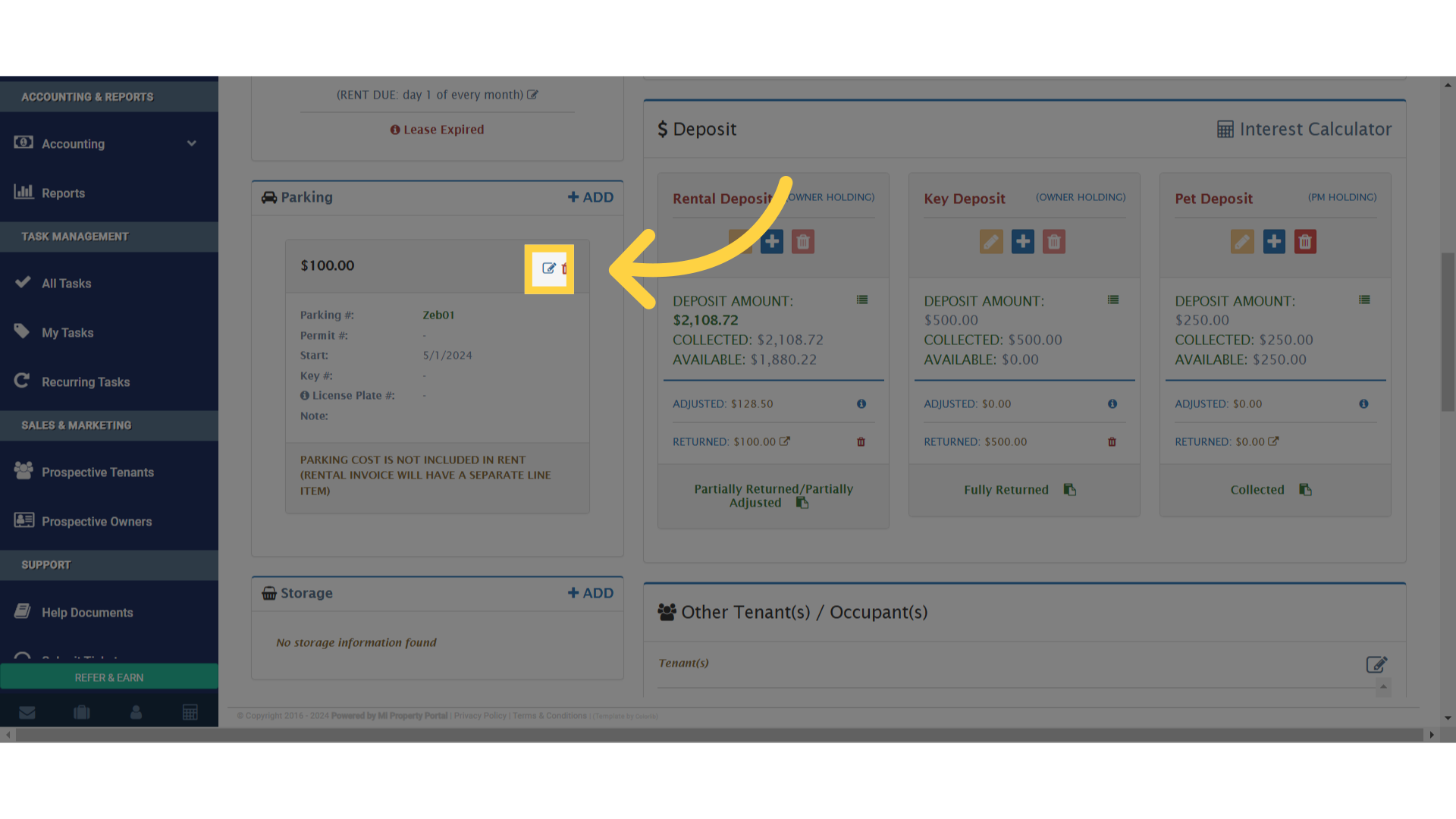 How to Edit/Update Storage for a Tenant? - Mi Property Portal Help Center