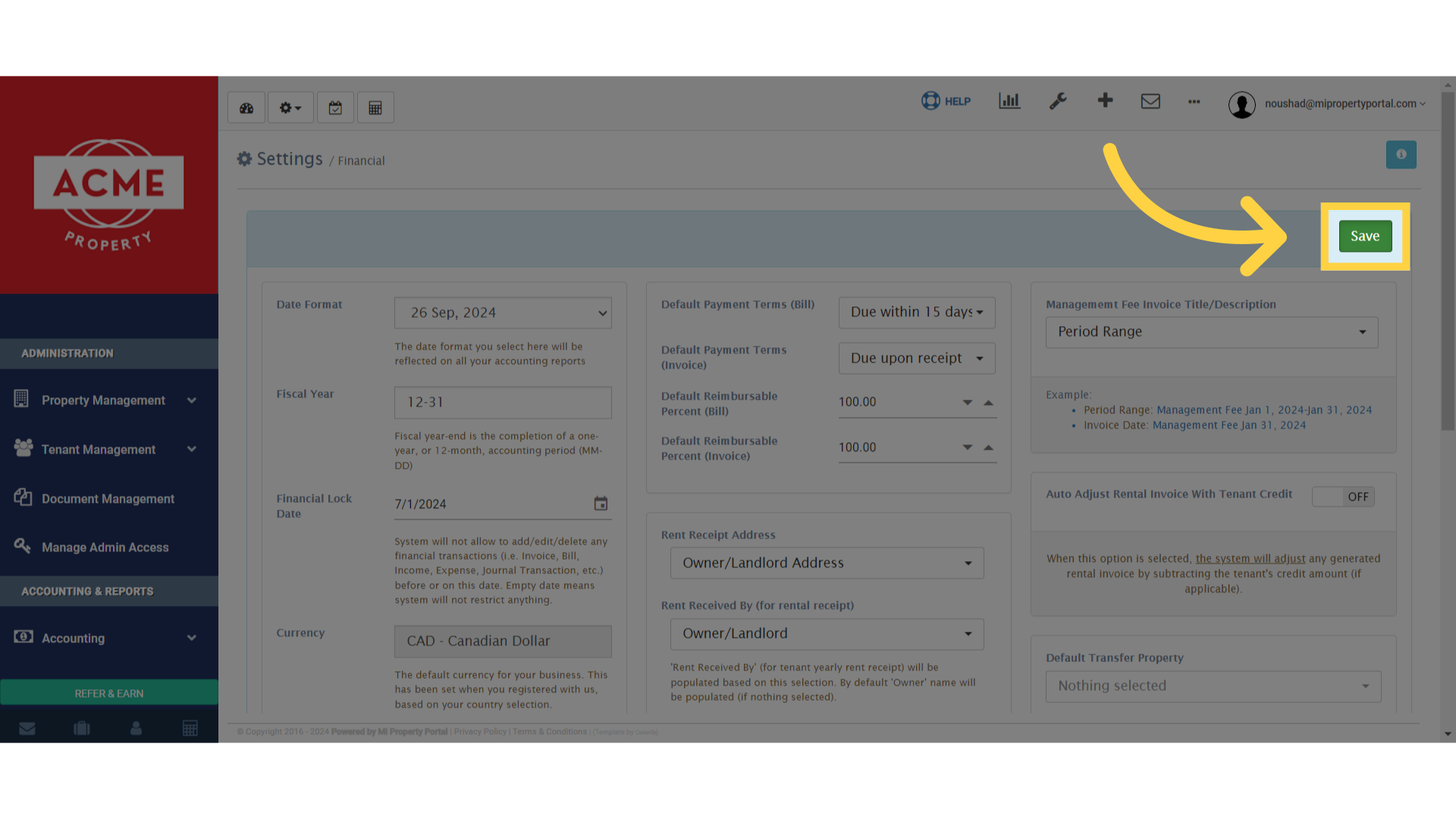 How to set default payment terms for Bill & Invoice? - Mi Property ...