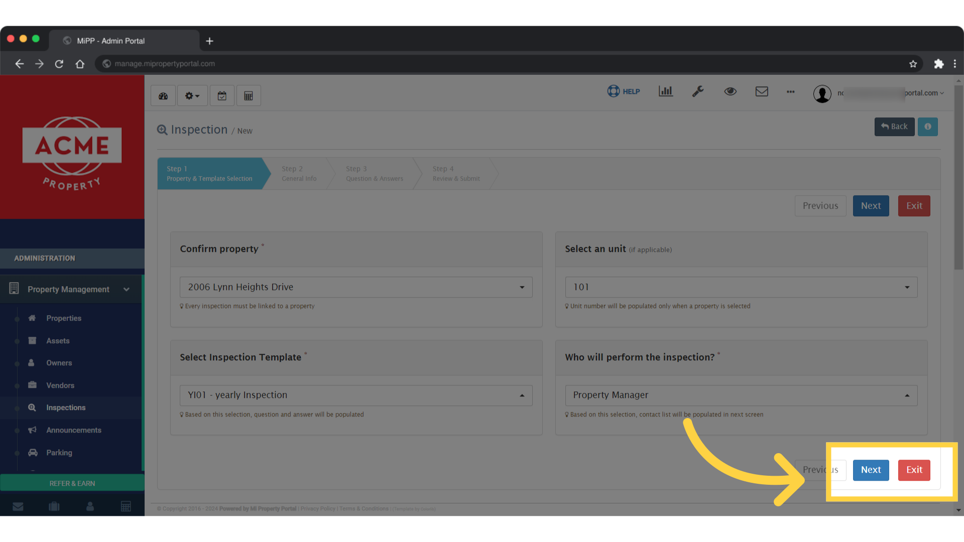 How to Create Inspection (Different Types)? - Mi Property Portal Help ...