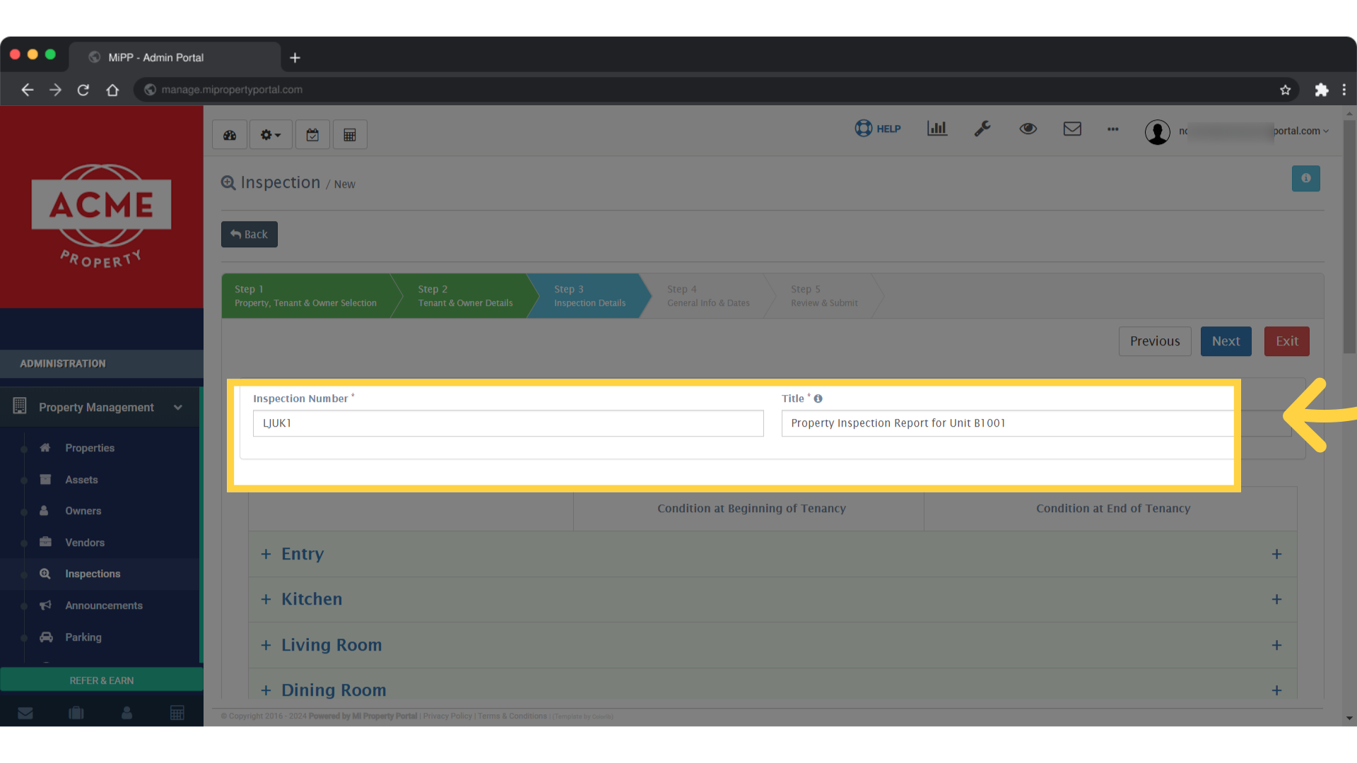 How to Create Inspection (Different Types)? - Mi Property Portal Help ...