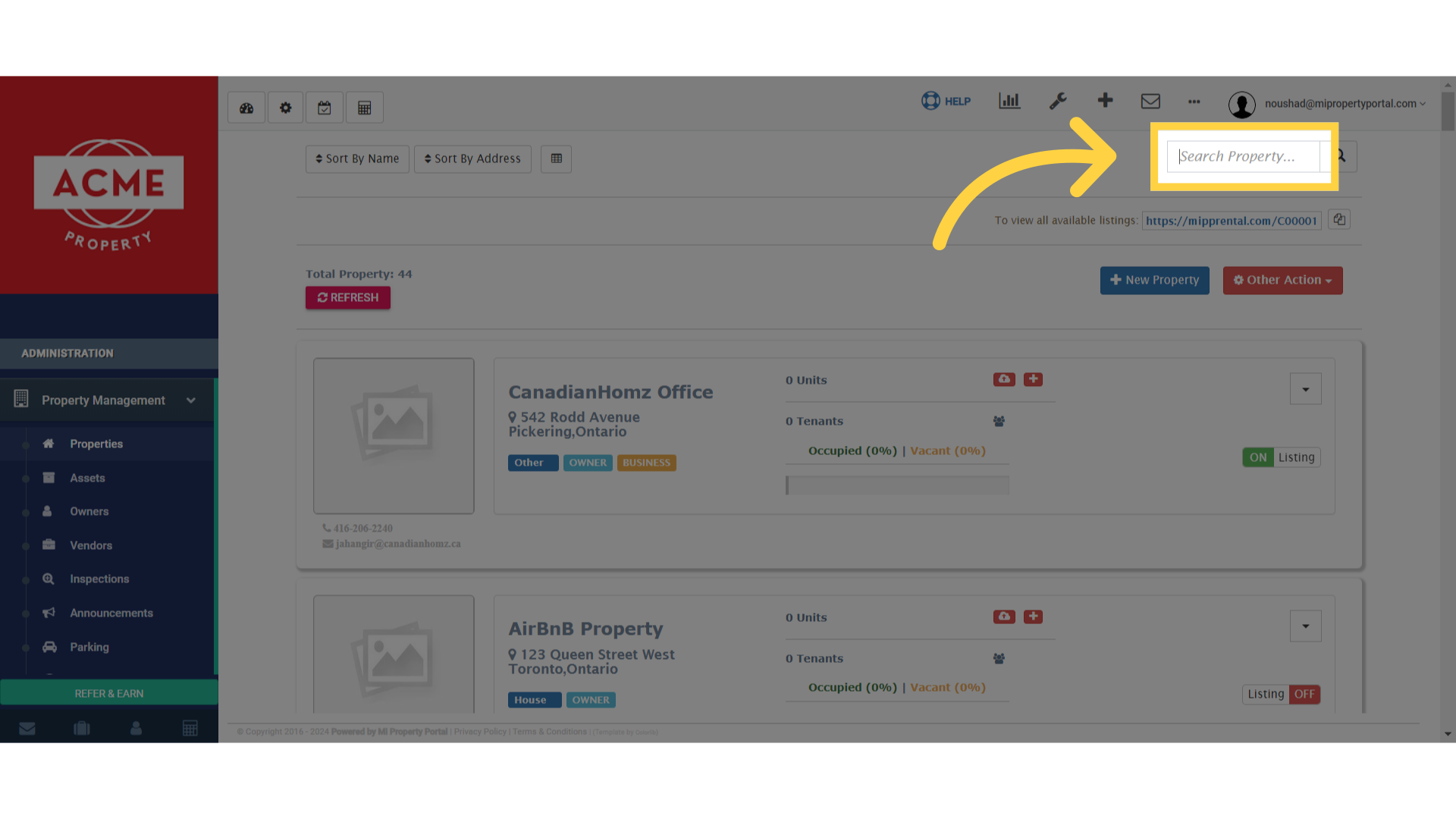 How to Create a Work Order from the Property List Page? - Mi Property ...