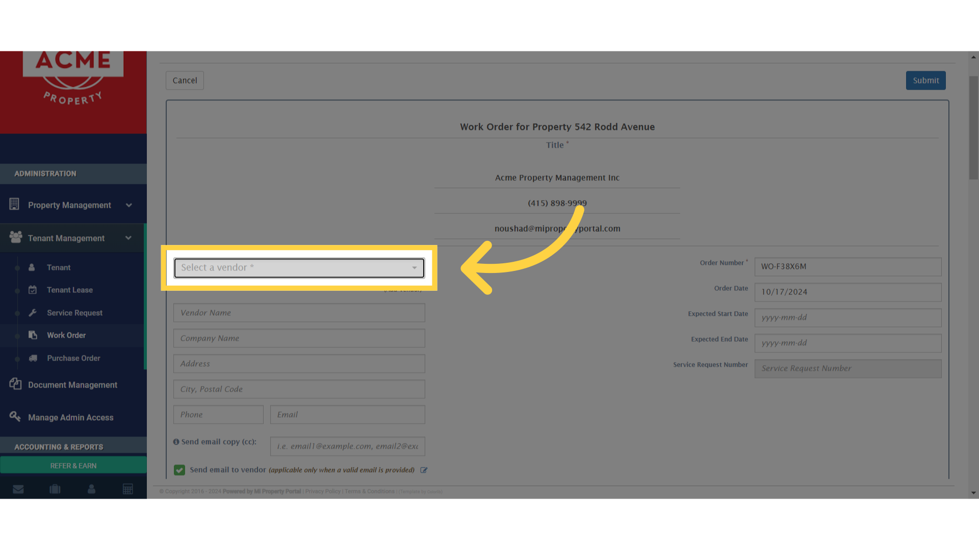 How to Create a Work Order from the Property List Page? - Mi Property ...