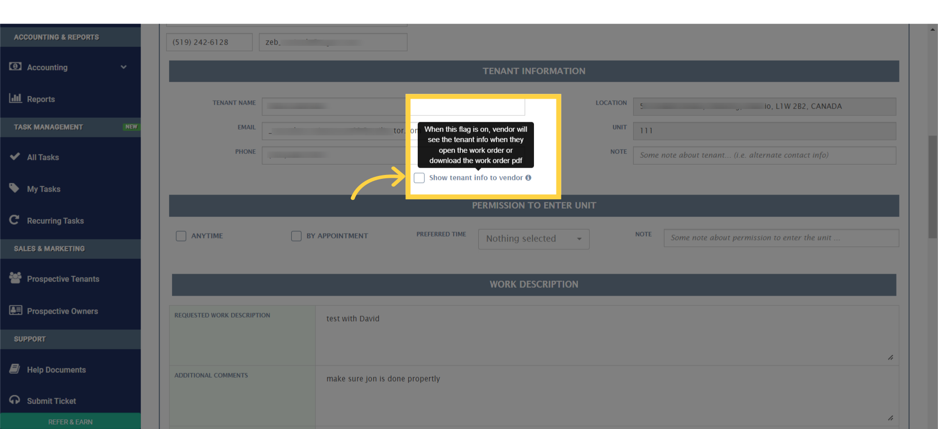 How to Show or Hide Tenant Information from a Vendor? - Mi Property ...