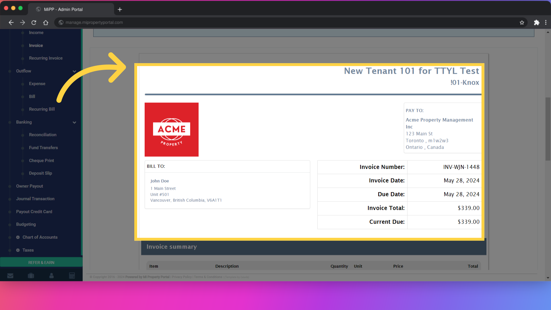 How to create a Tenant Invoice? - Mi Property Portal Help Center