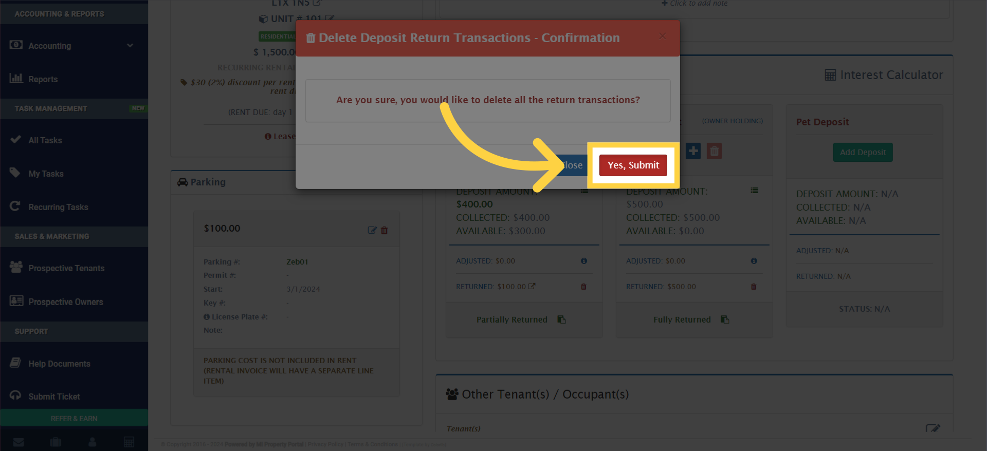 How to Refund a Tenant Deposit? - Mi Property Portal Help Center